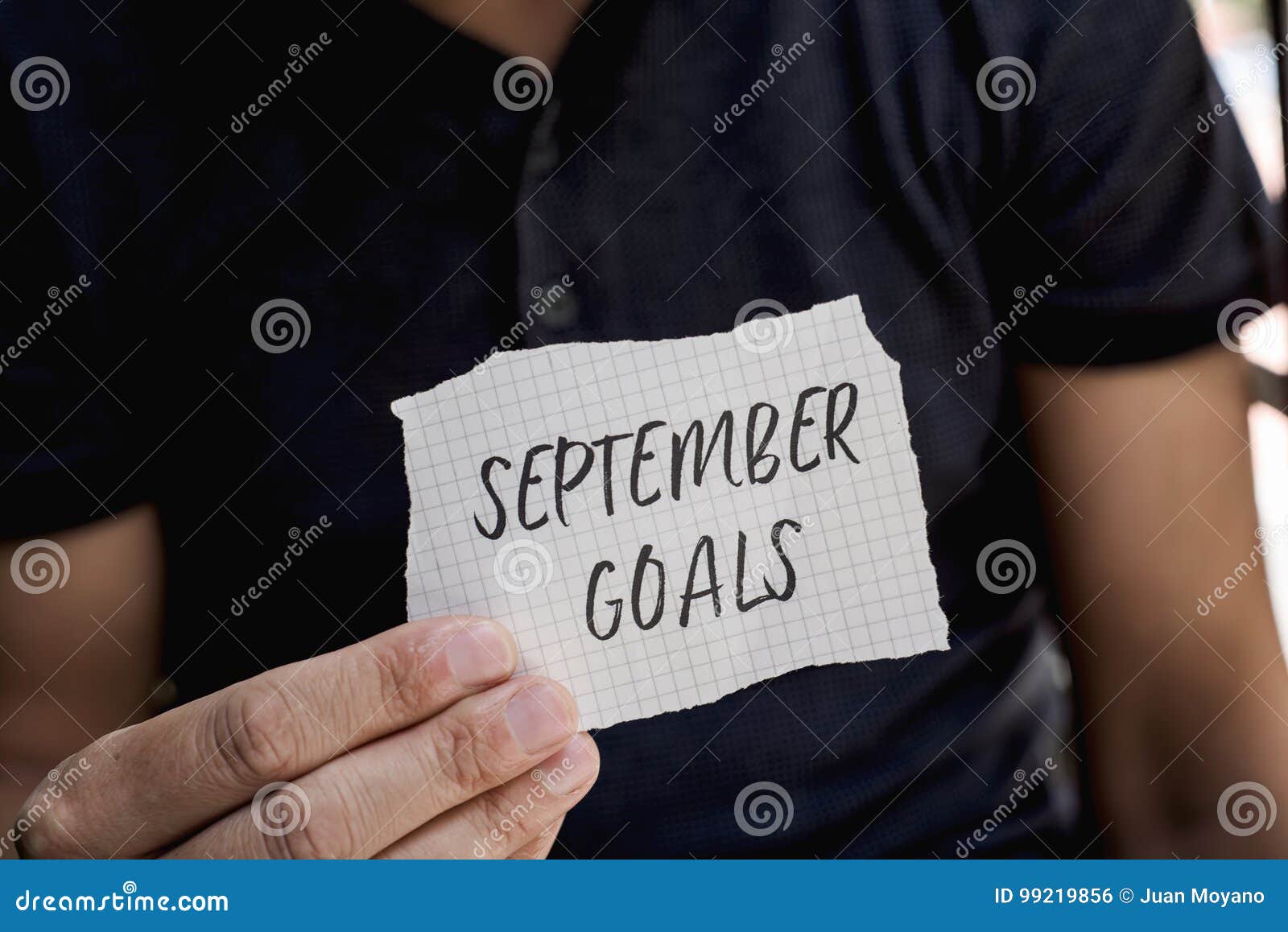Man with a Note with the Text September Goals Stock Photo - Image of ...