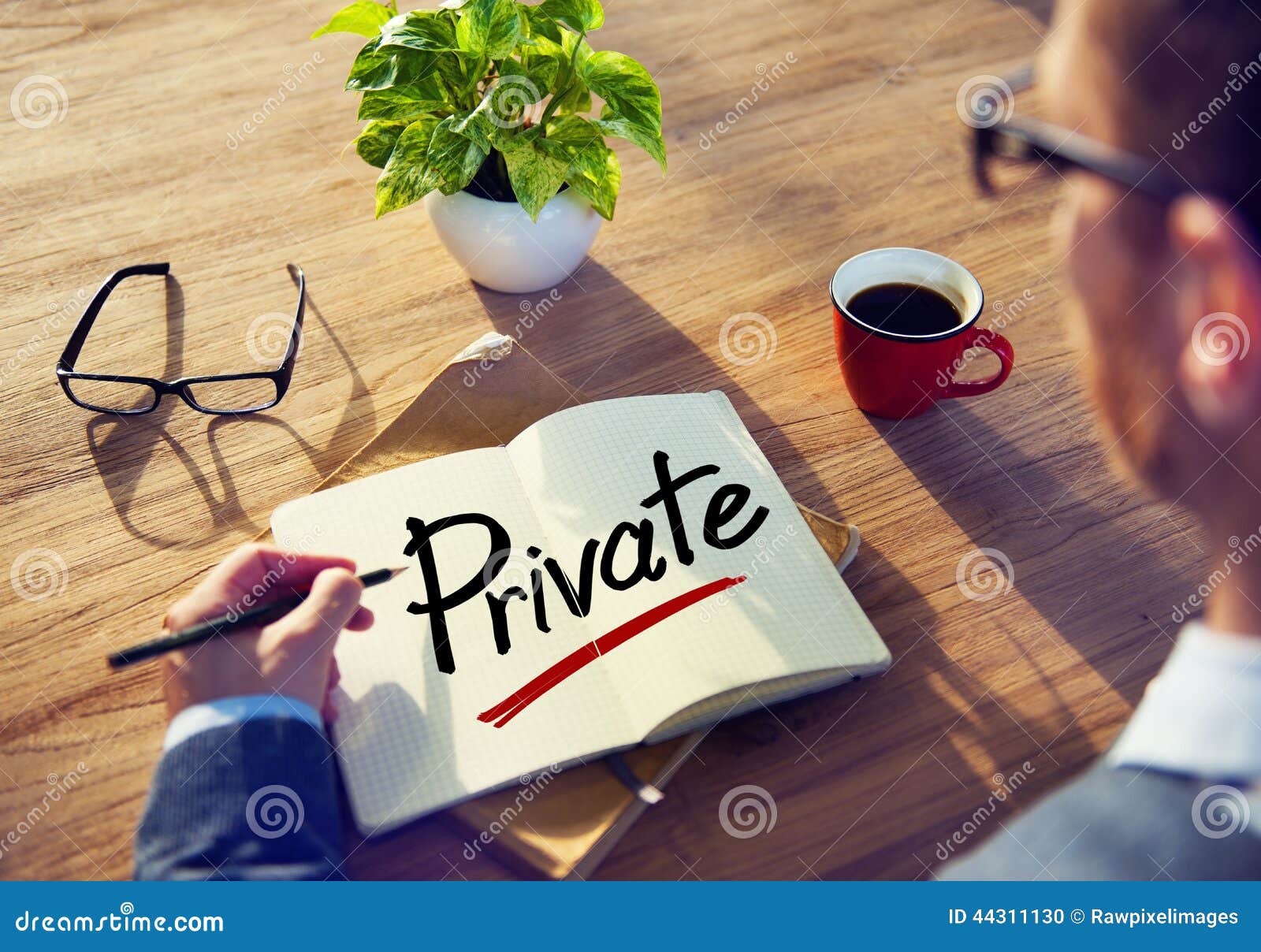 Man with a Note and a Word Private Stock Photo - Image of occupation ...