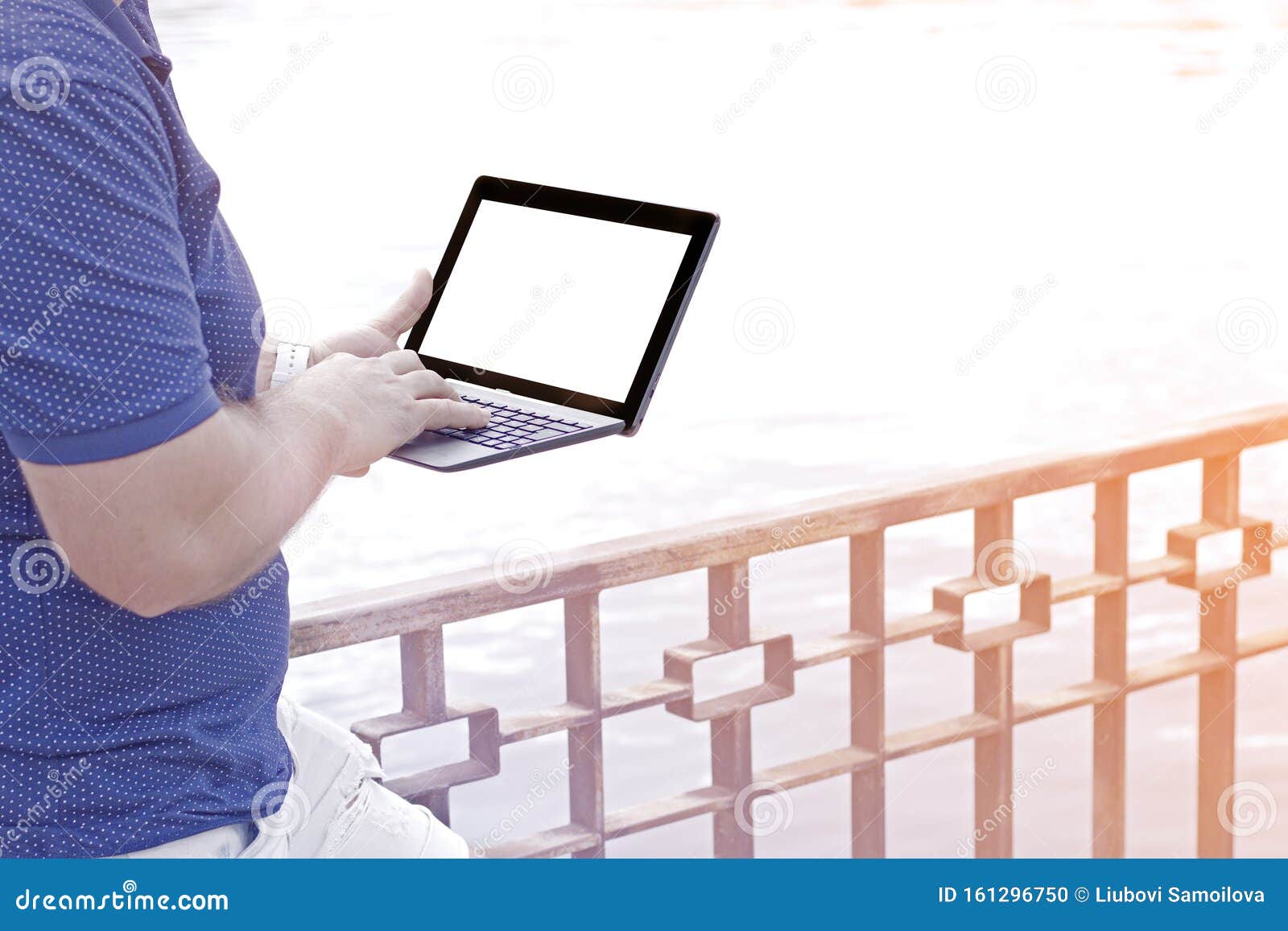 The Man with Notebook Working in the Park. Stock Photo - Image of mock ...