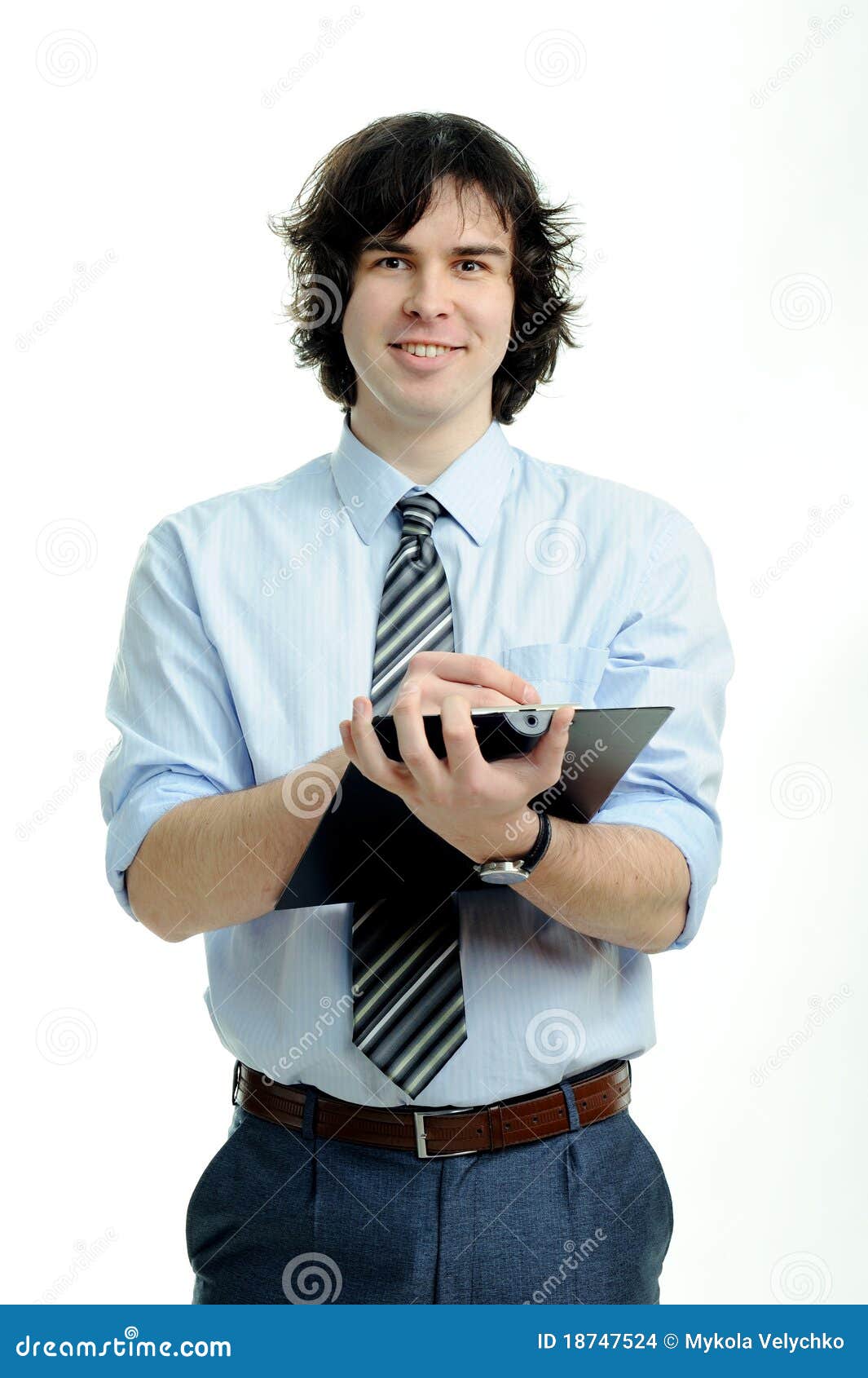 Man with notepad stock photo. Image of inspecting, teach - 18747524