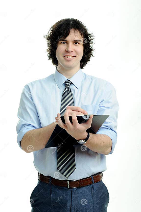 Man with notepad stock photo. Image of inspecting, teach - 18747524