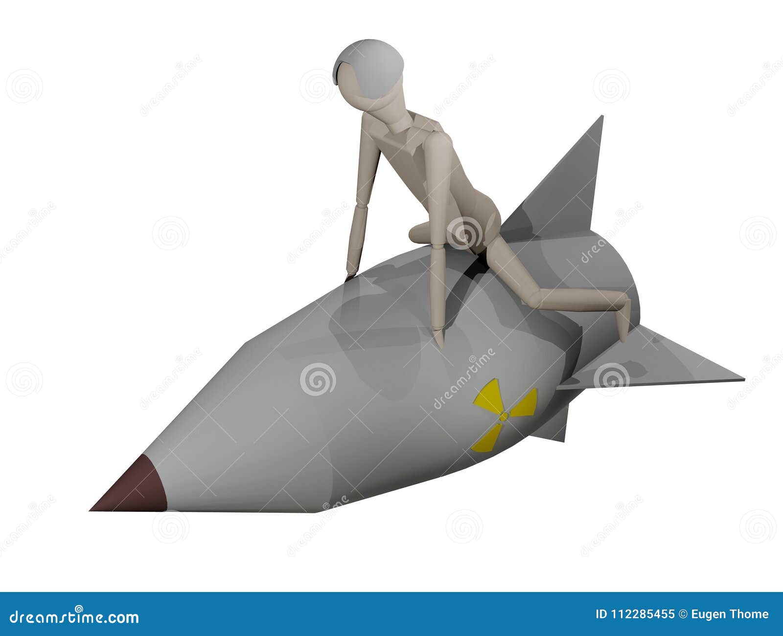 Man on a Nuclear Bomb 3D Rendering Stock Illustration - Illustration of ...