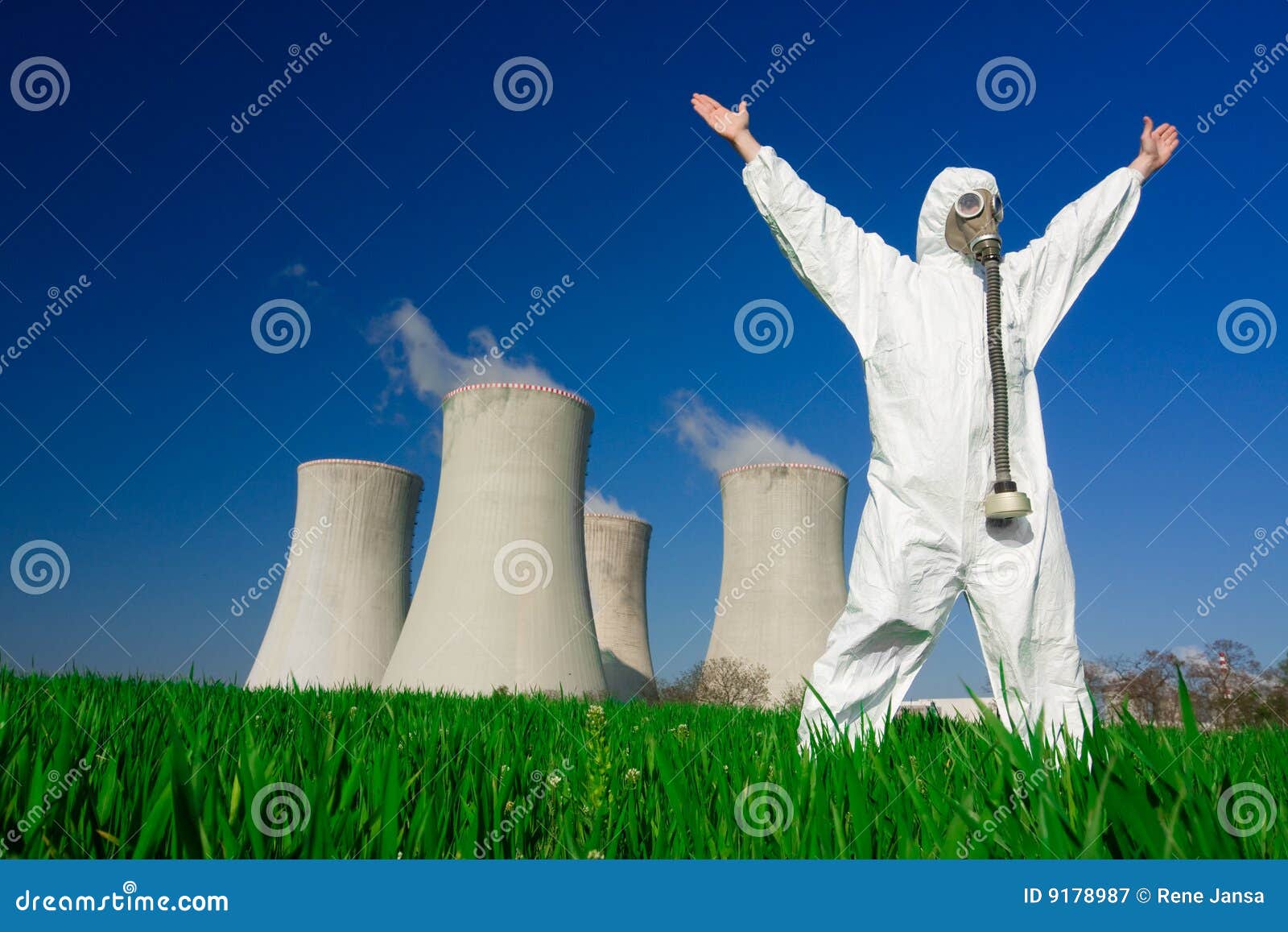 Man at nuclear power plant stock image. Image of grass - 9178987