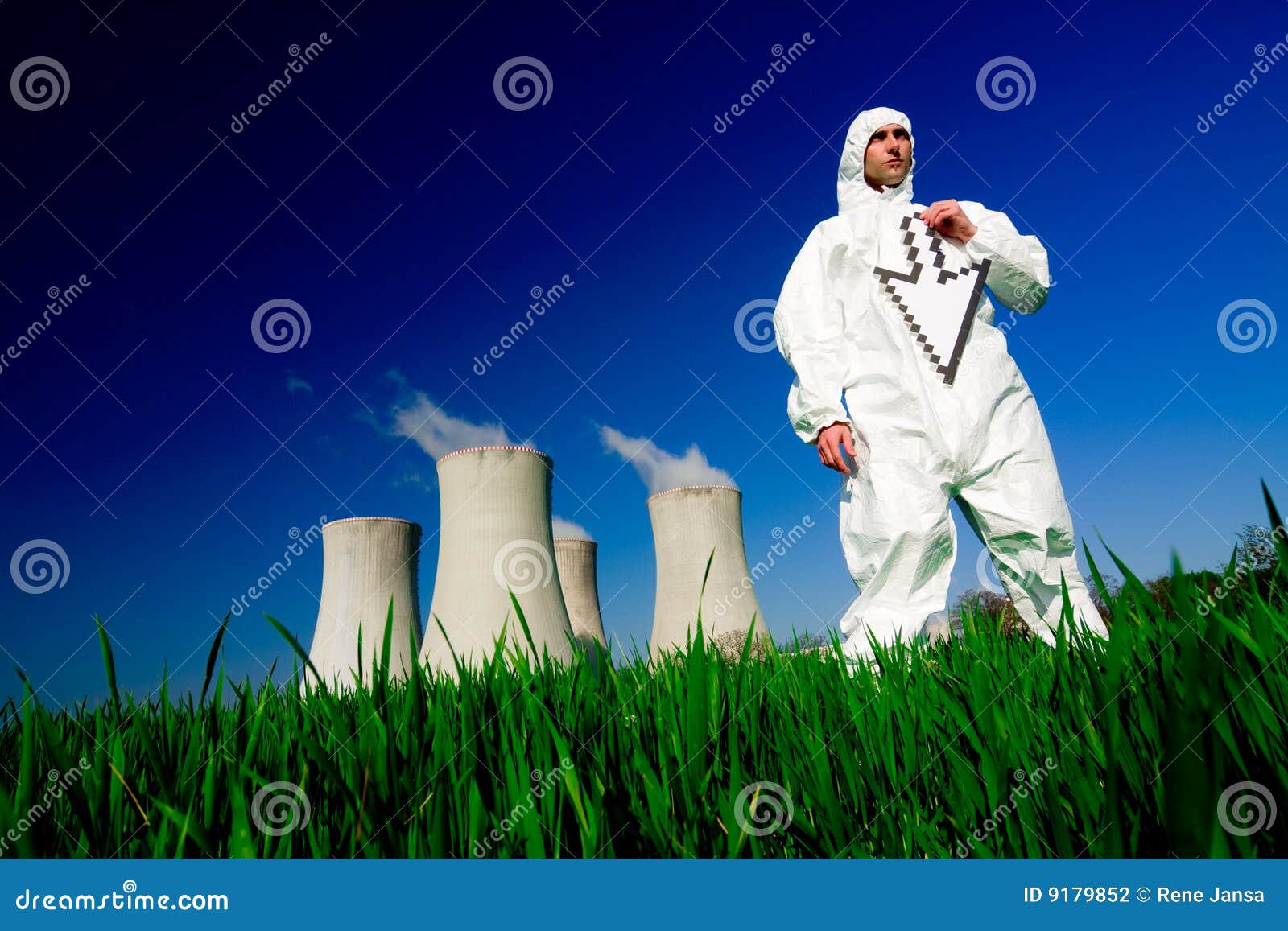 Man at nuclear power plant stock photo. Image of arrow - 9179852