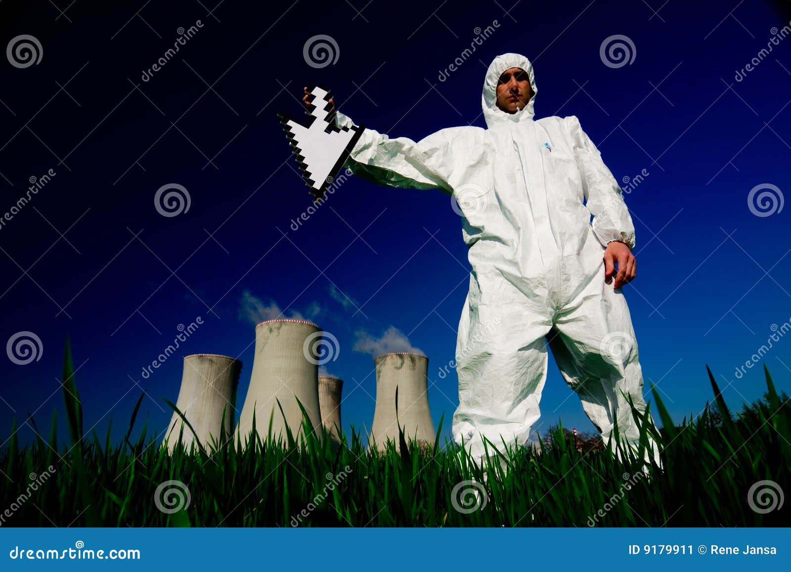 Man at nuclear power plant stock image. Image of grass - 9179911