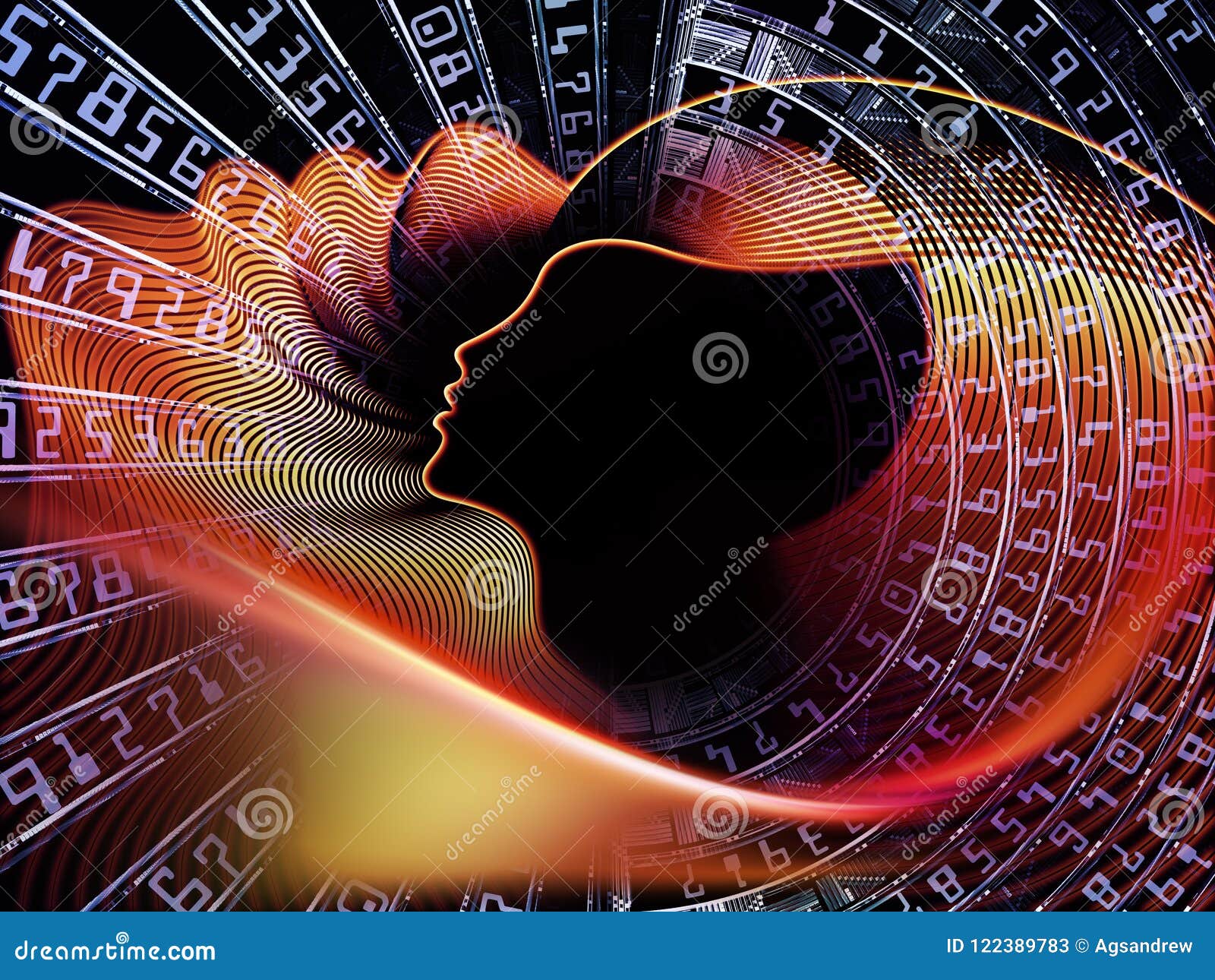 Numeric Calculations stock illustration. Illustration of forehead ...