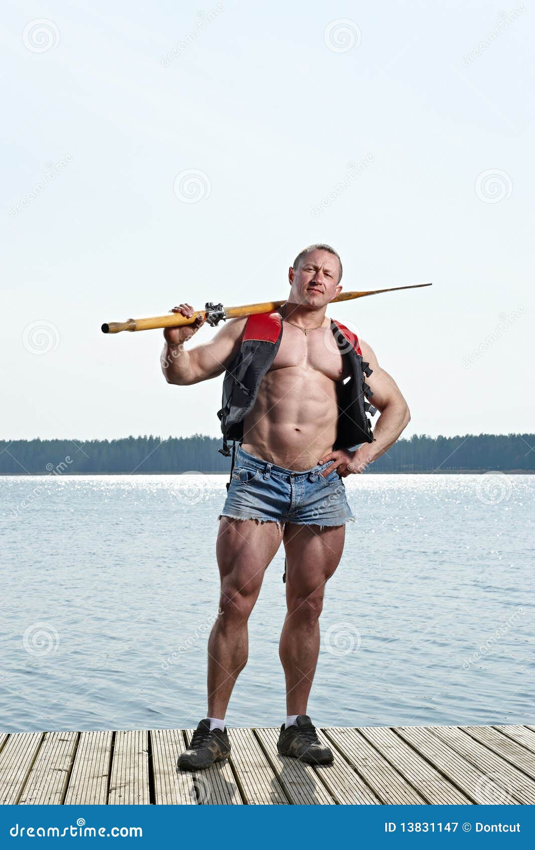 Man with oar stock image. Image of male, outdoors, beauty - 13831147