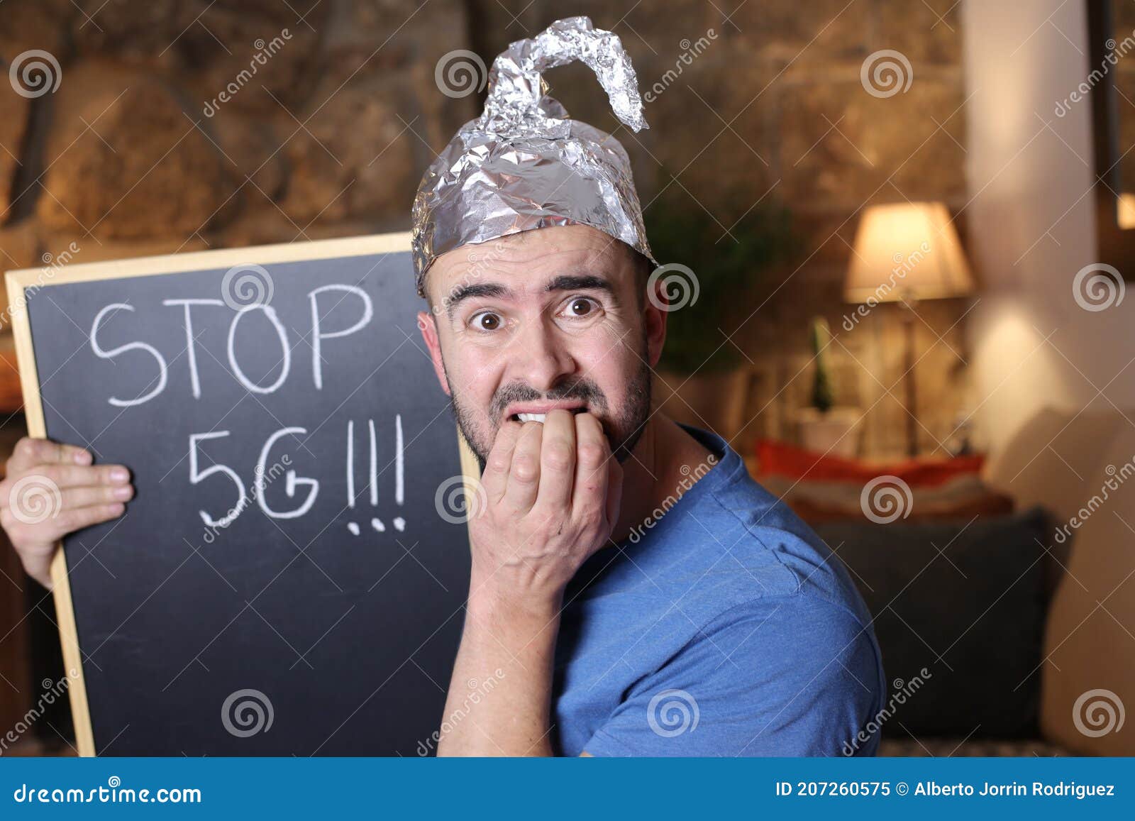 Man Obsessed with 5G Technology Stock Image - Image of epidemic, mental ...