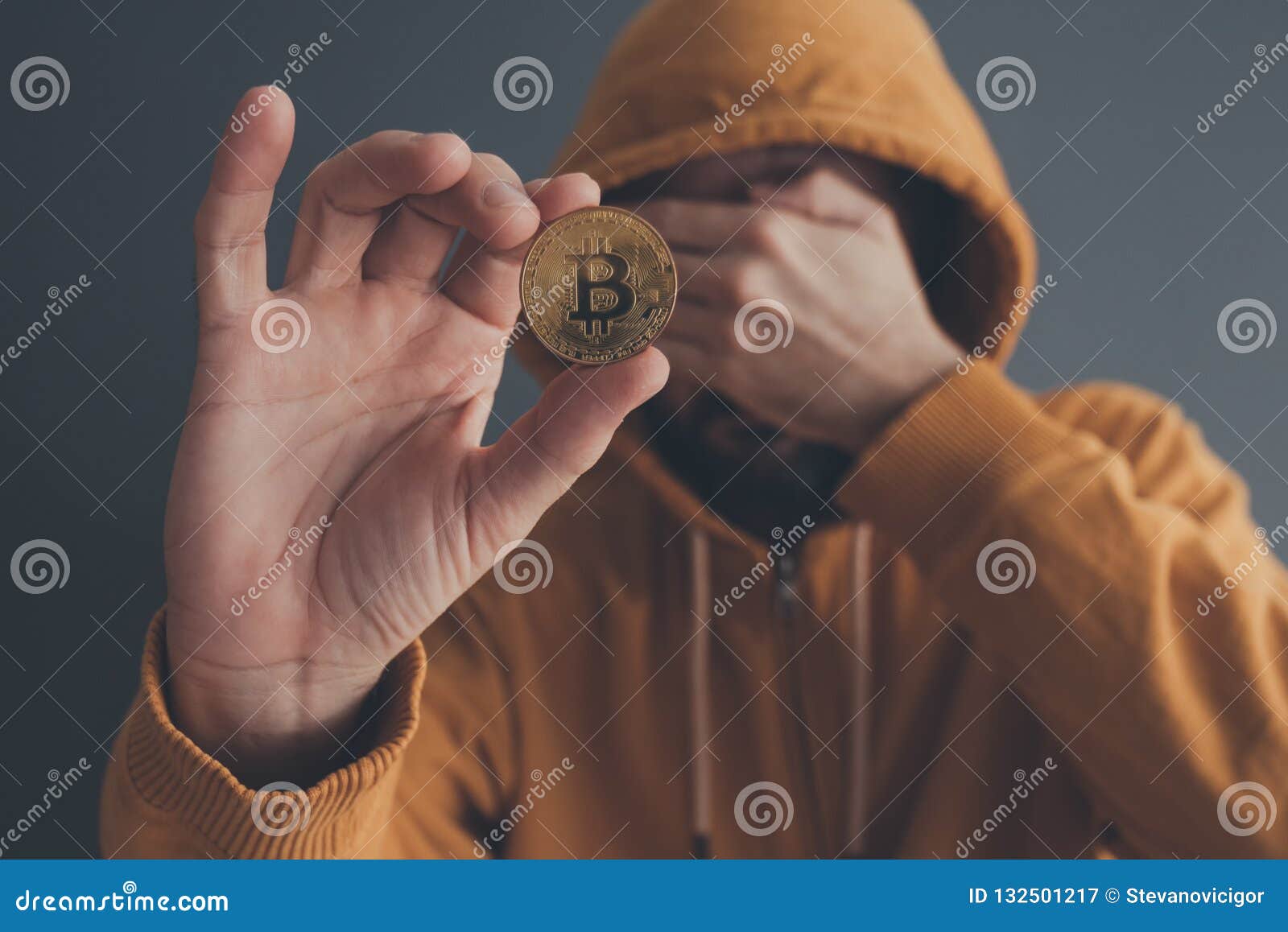 Man offering bitcoin stock image. Image of give, cryptocurrency - 132501217