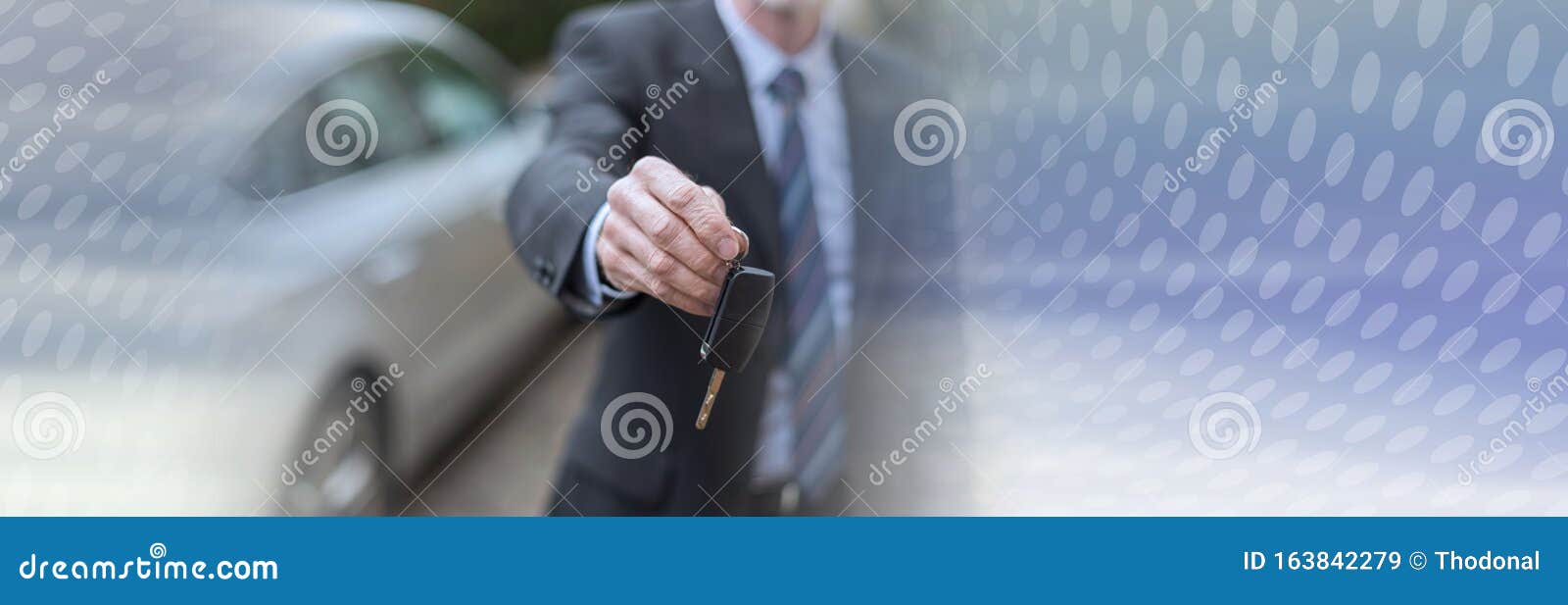 Man Offering a Car Key; Panoramic Banner Stock Image - Image of giving ...