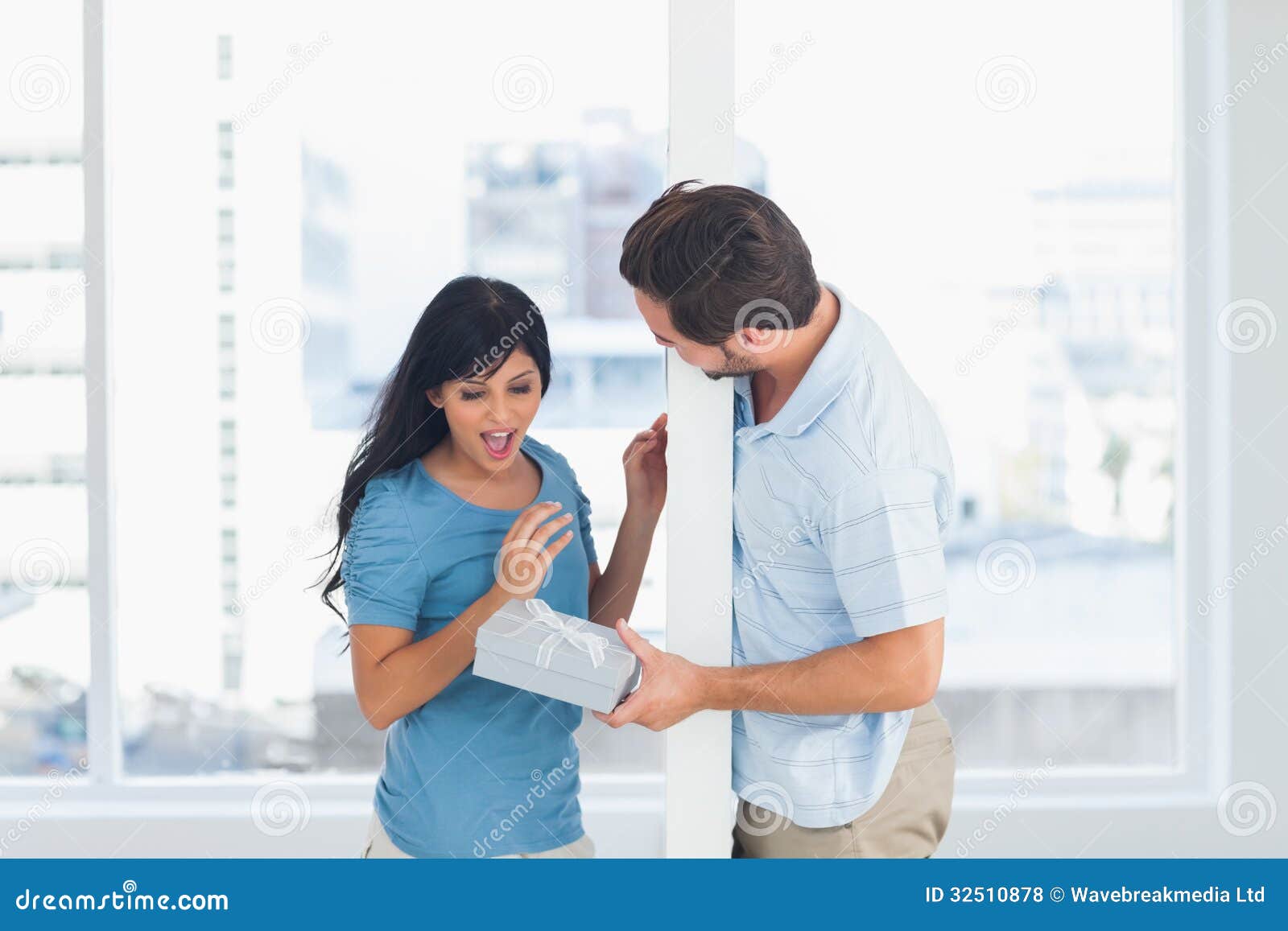 Man Offering Gift To His Girlfriend Stock Photo - Image of relationship ...