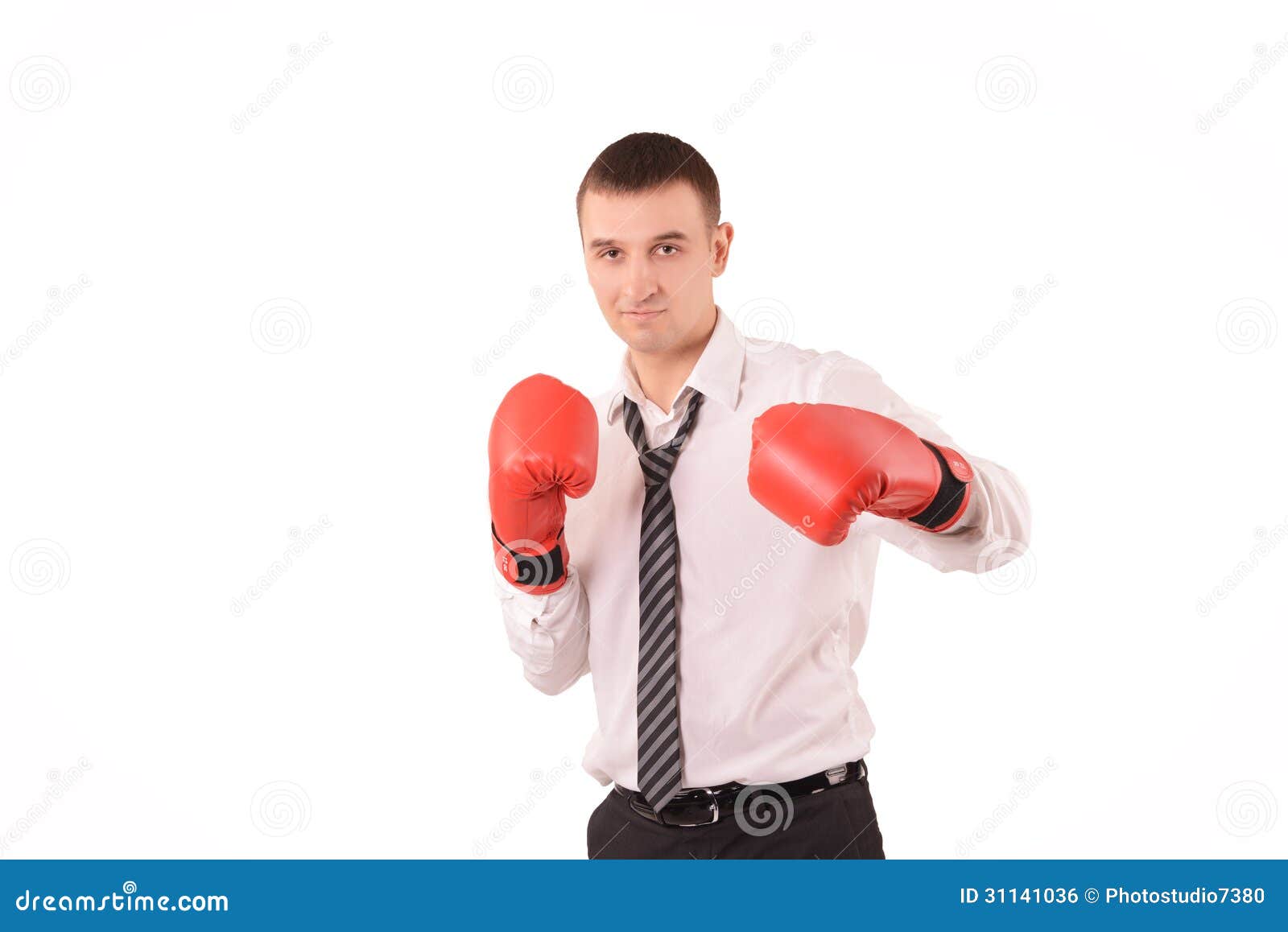 Man in an Office with Boxing Gloves Stock Photo - Image of confidence ...