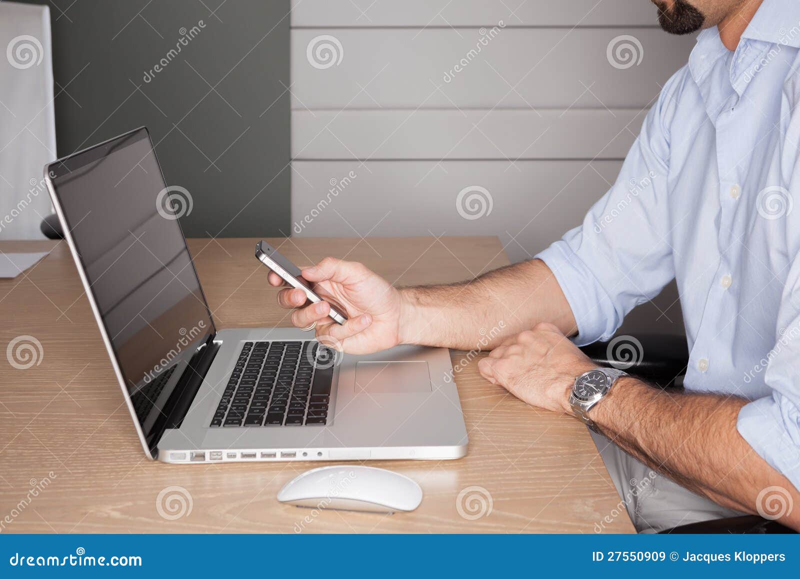 Man in Office Checking Phone during Meeting. Stock Image - Image of ...