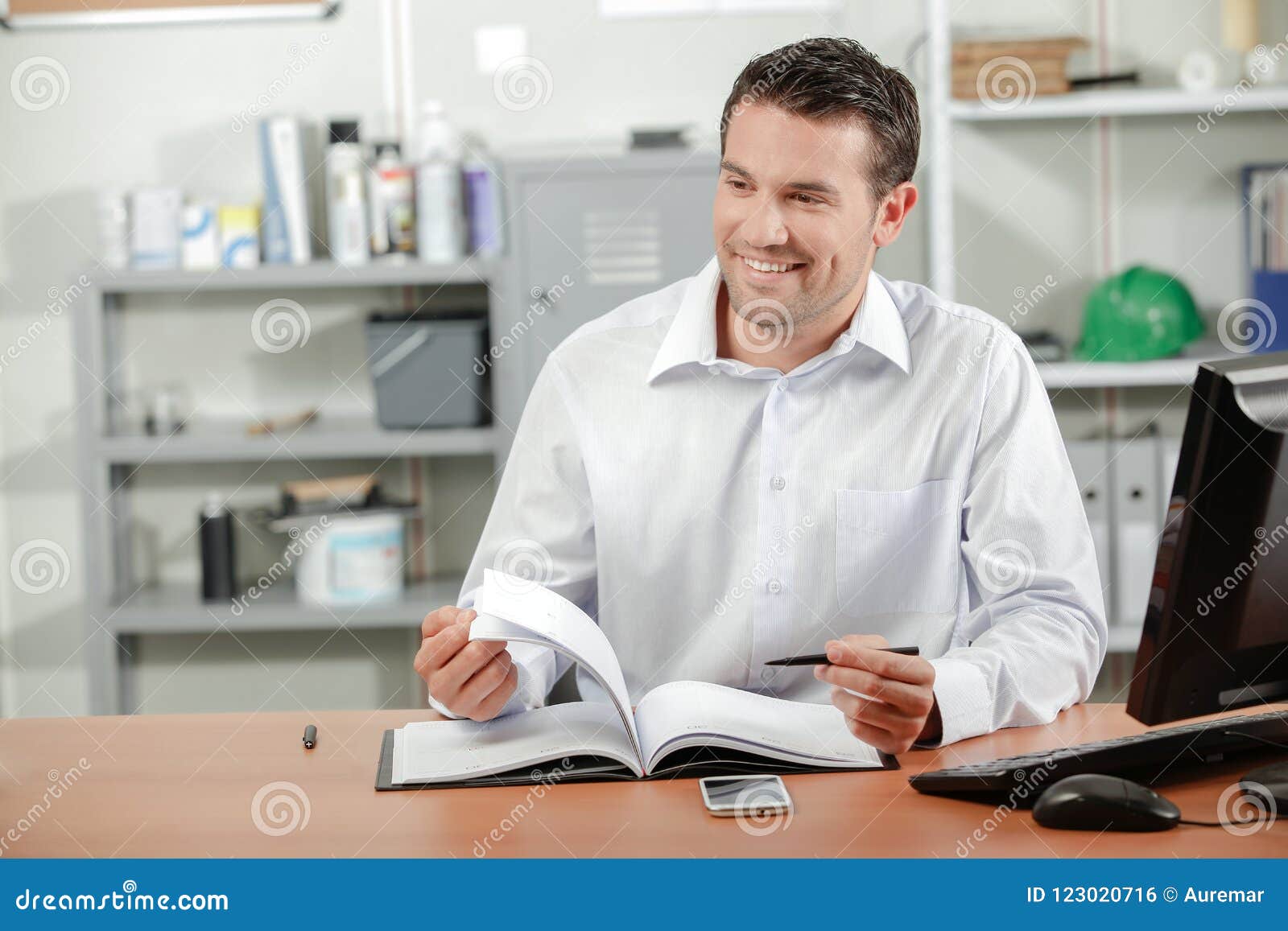Man at office desk stock photo. Image of office, person - 123020716