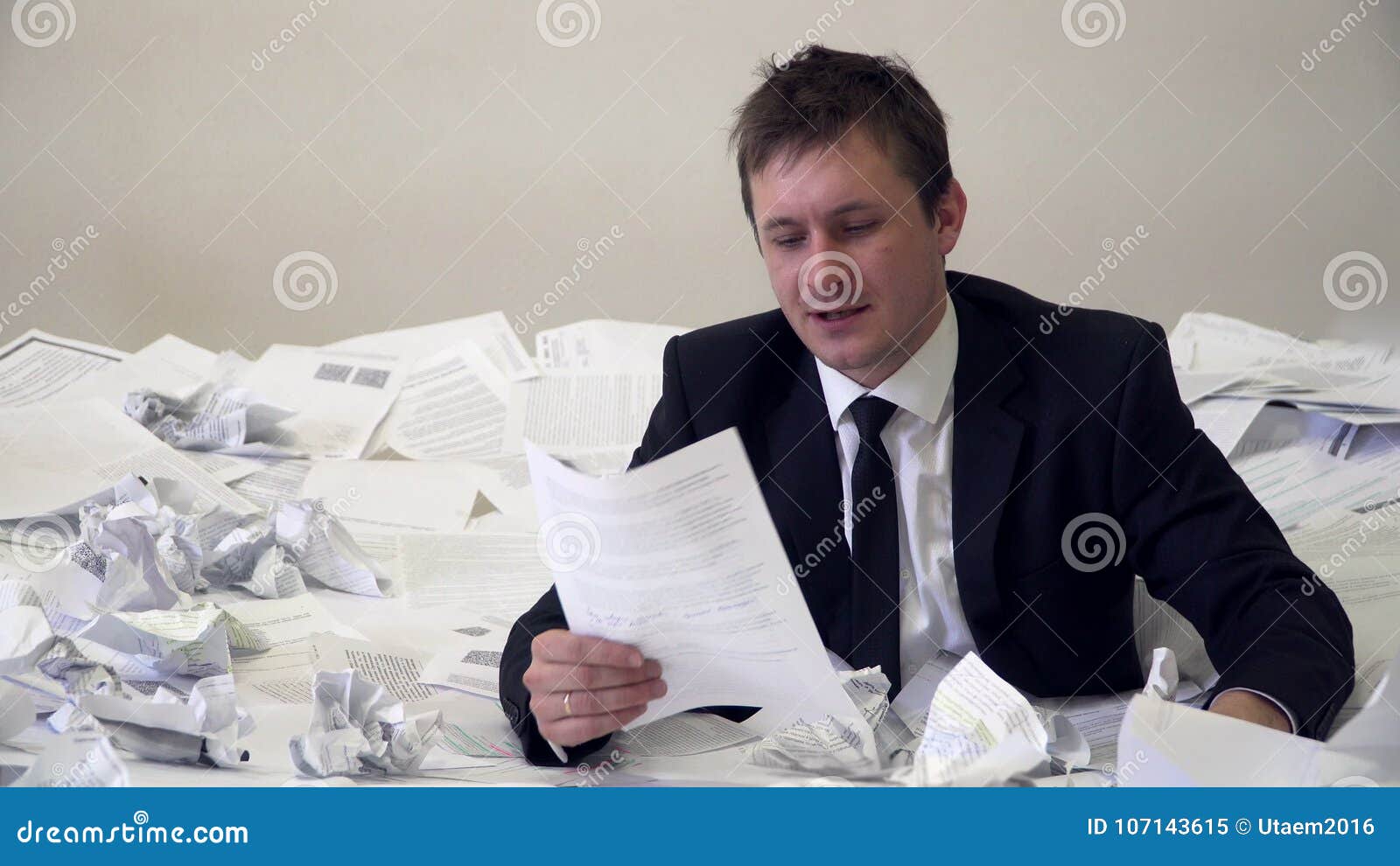 The Man in the Office Drowning in Paper Stock Video - Video of adult ...