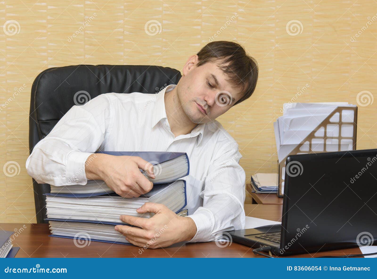The Man in the Office Goes through Folders with Documents Stock Photo ...