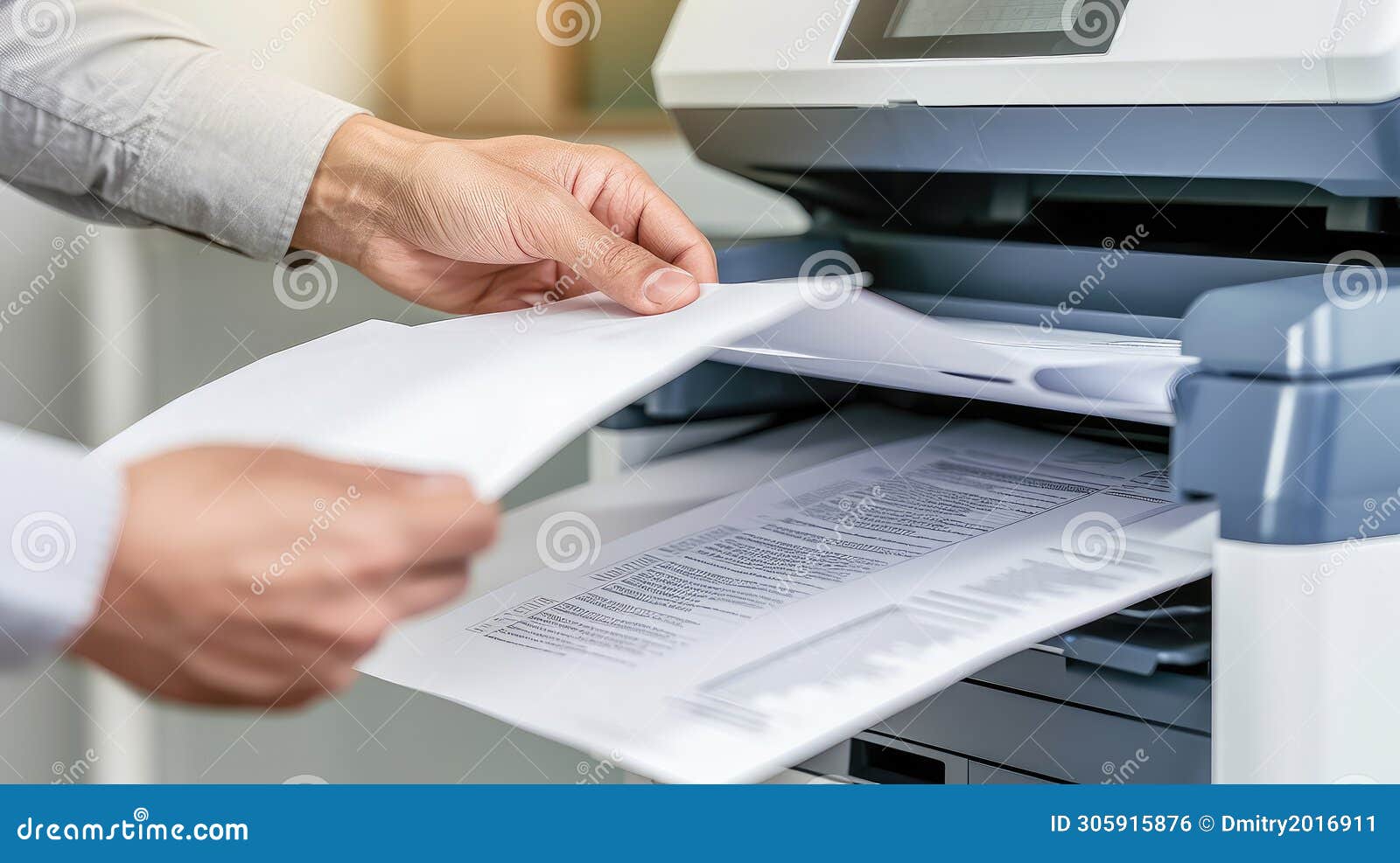 Dependable Printer at Work, Assisting the Man in the Office. Stock ...