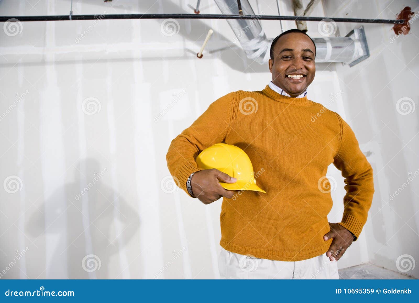 Man in Office Space Ready for Buildout Stock Image - Image of buildout ...