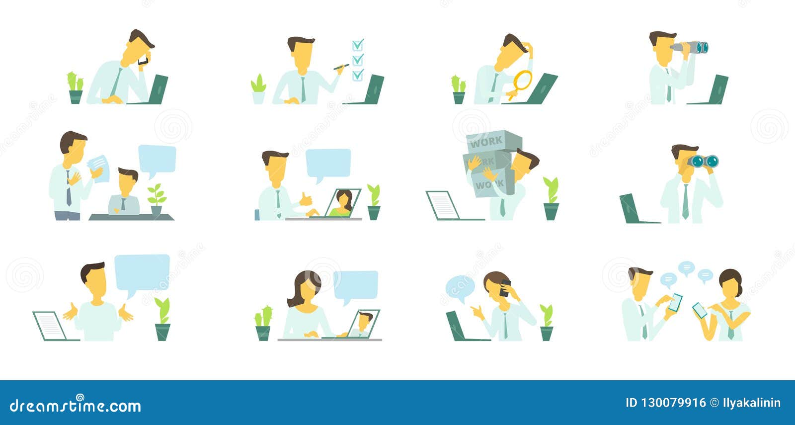 Man in the Office at Work. Looking for a Laptop. Correspondence ...