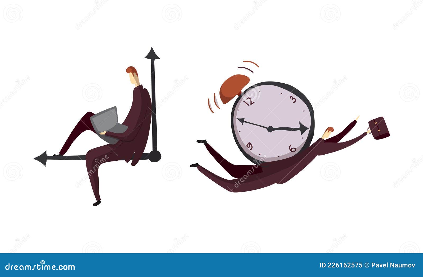 Man Office Worker and Clock As Time Management and Workload Deadline ...