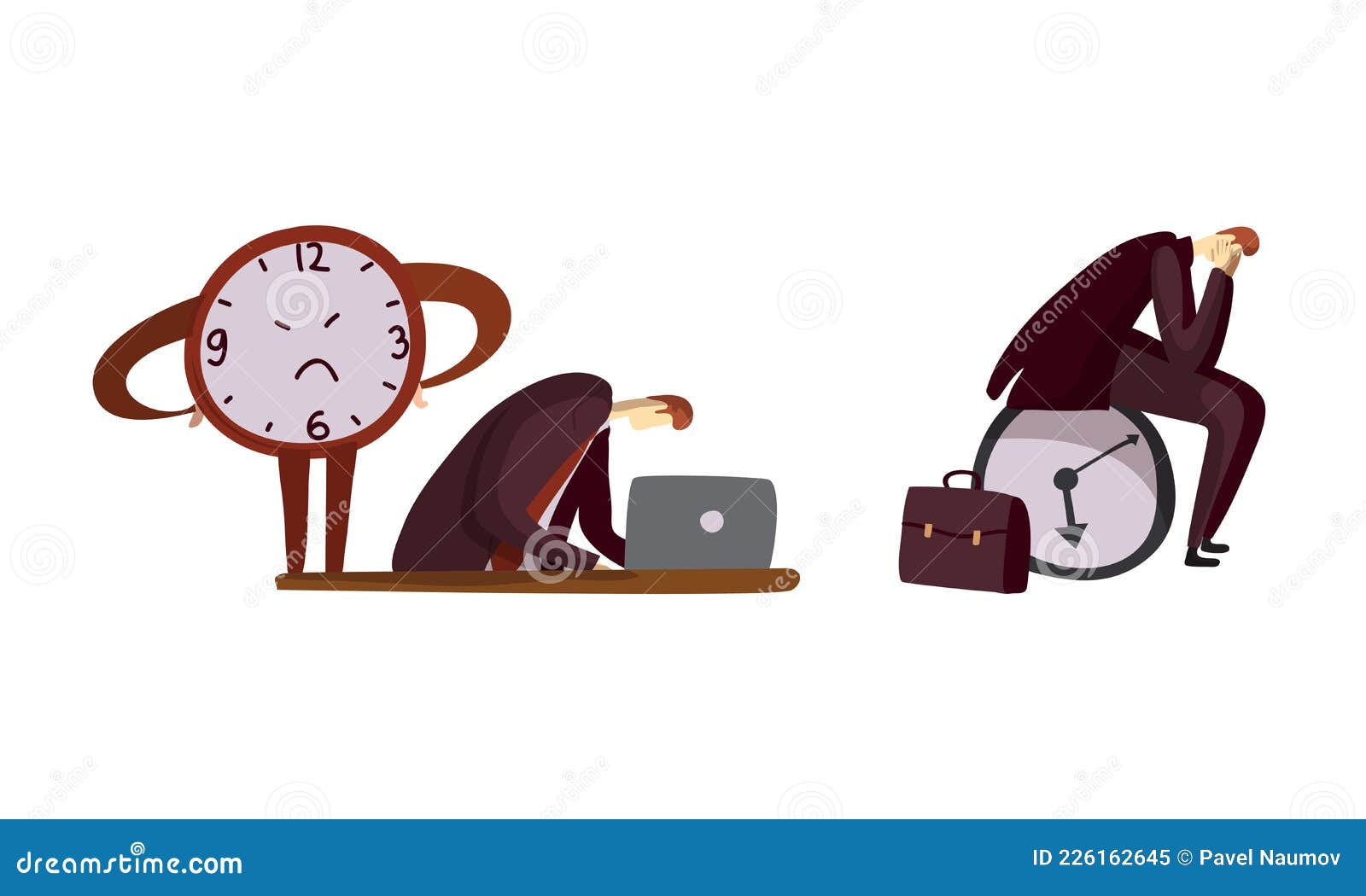 Man Office Worker and Clock As Time Management and Workload Deadline ...