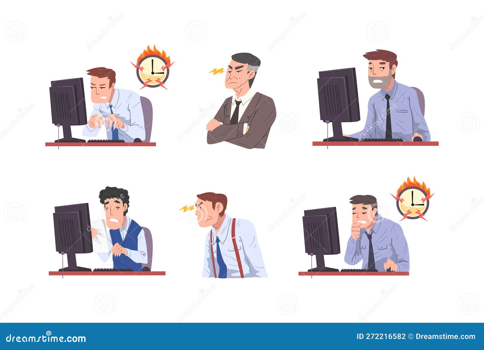 Angry Chief Firing Crying Employee. Evil Boss And Stressed Staff Vector ...