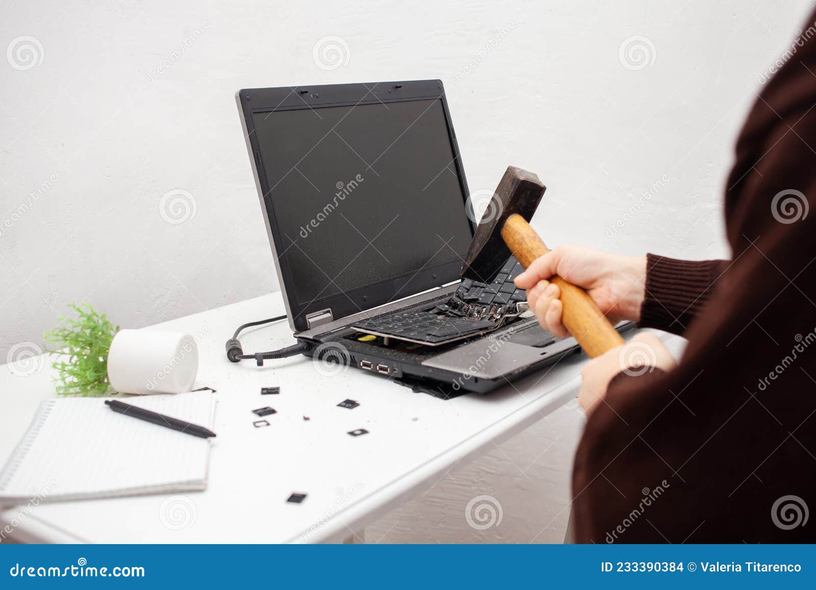 Hatred Of The Computer And Modern Technologies And Loading A Hunting Or ...