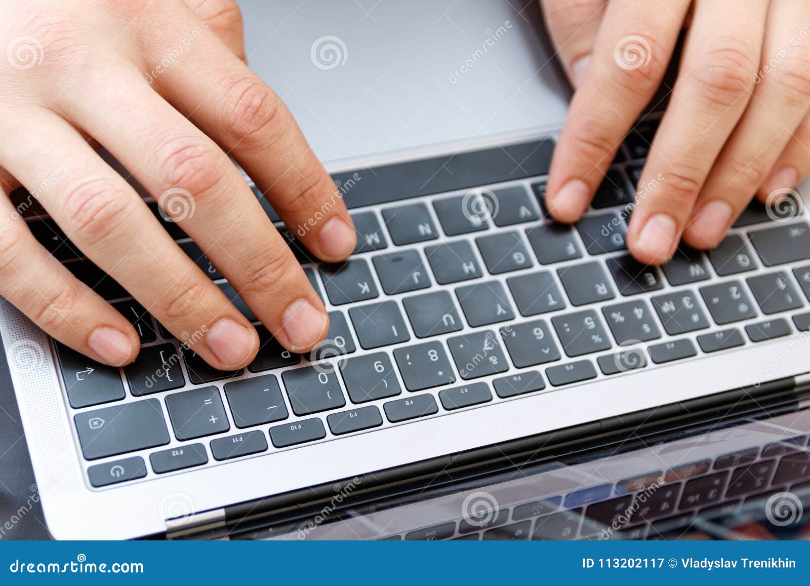 Man Office Worker is Typing Keyboard, Business Technology and Ed Stock ...