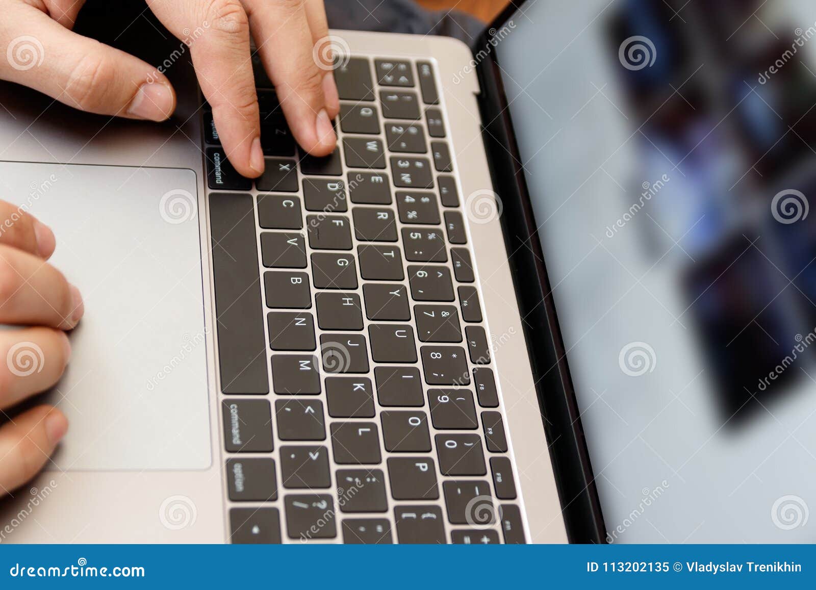 Man Office Worker is Typing Keyboard, Business Technology and Ed Stock ...