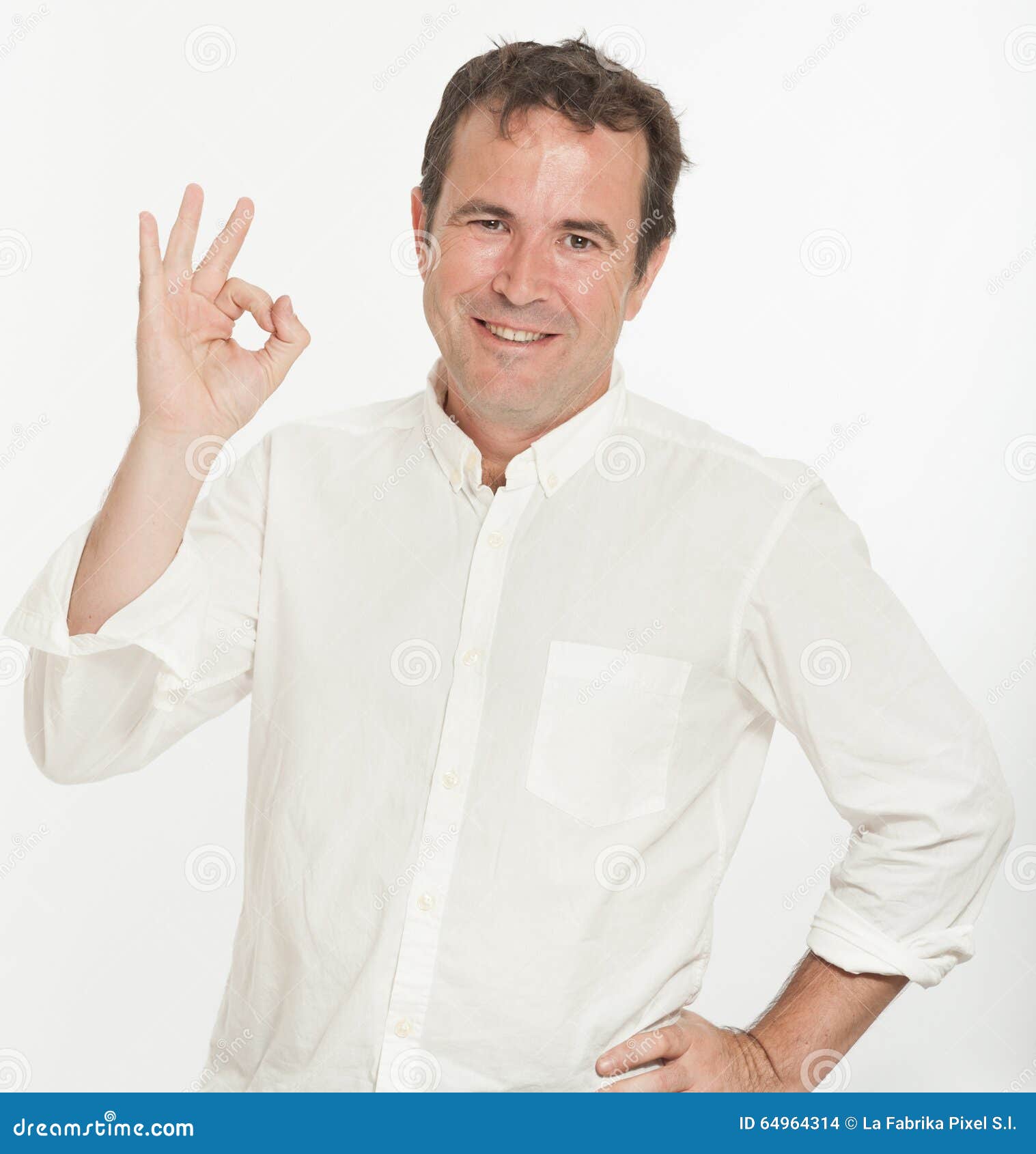 Man with ok gesture stock photo. Image of gesture, brown - 64964314