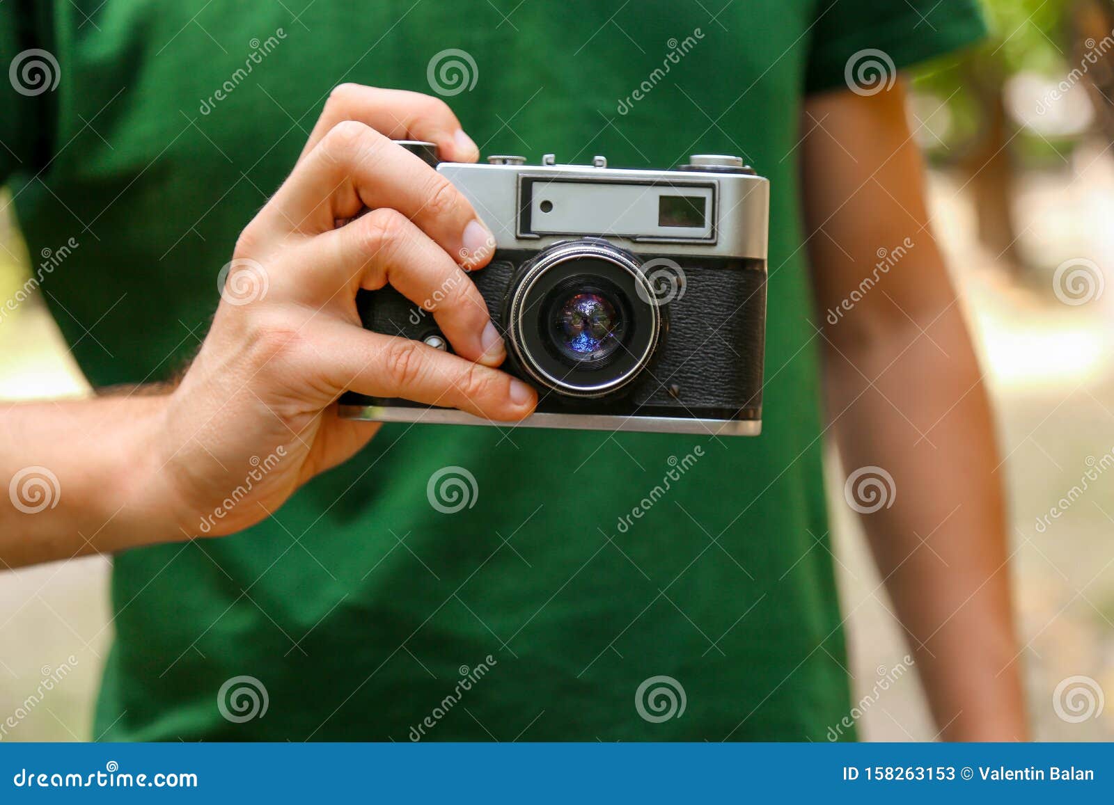 Man with Old Camera in a Hand. Stock Image - Image of lens, person ...