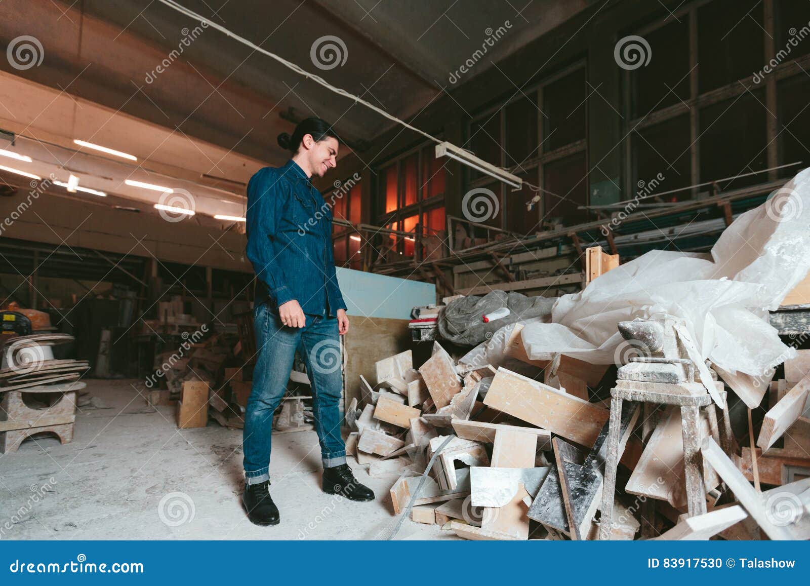 Man in an Old Factory for the Production of Plaster Molds Stock Photo ...
