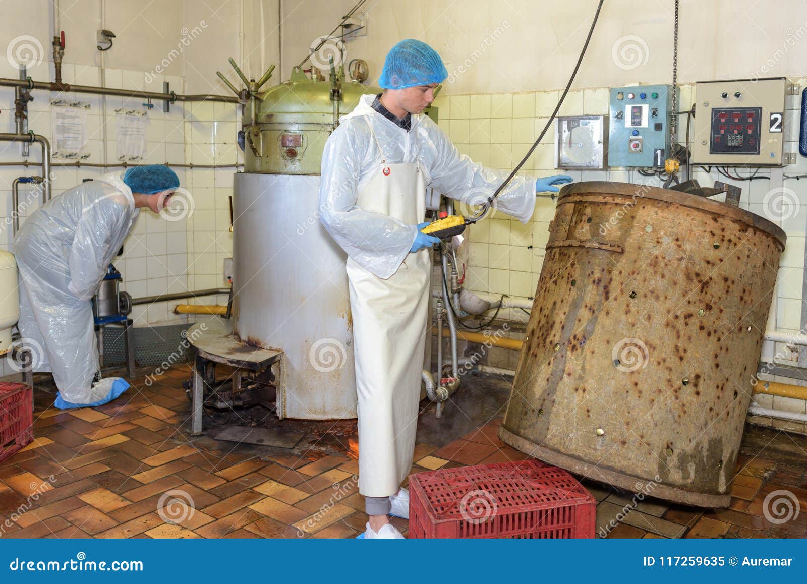 Man with Old Vat in Factory Stock Image - Image of tilted, business ...