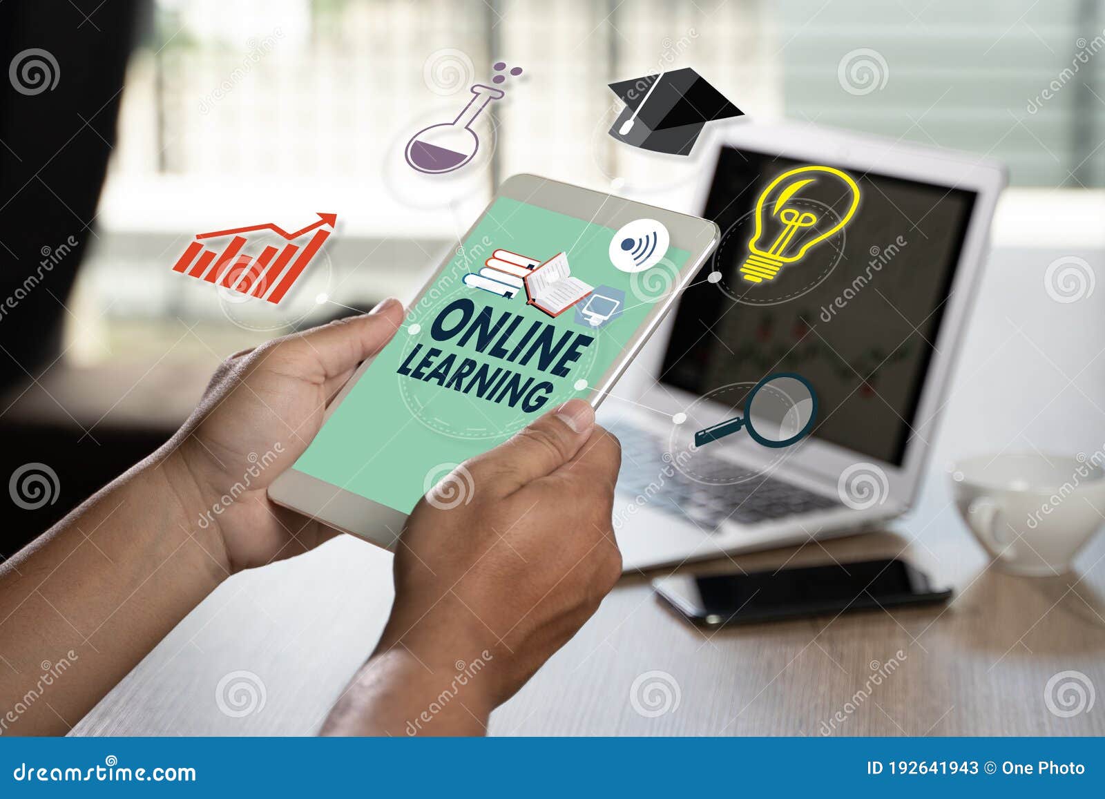 Man ONLINE LEARNING Learning Global Connectivity in Home Stock Image ...