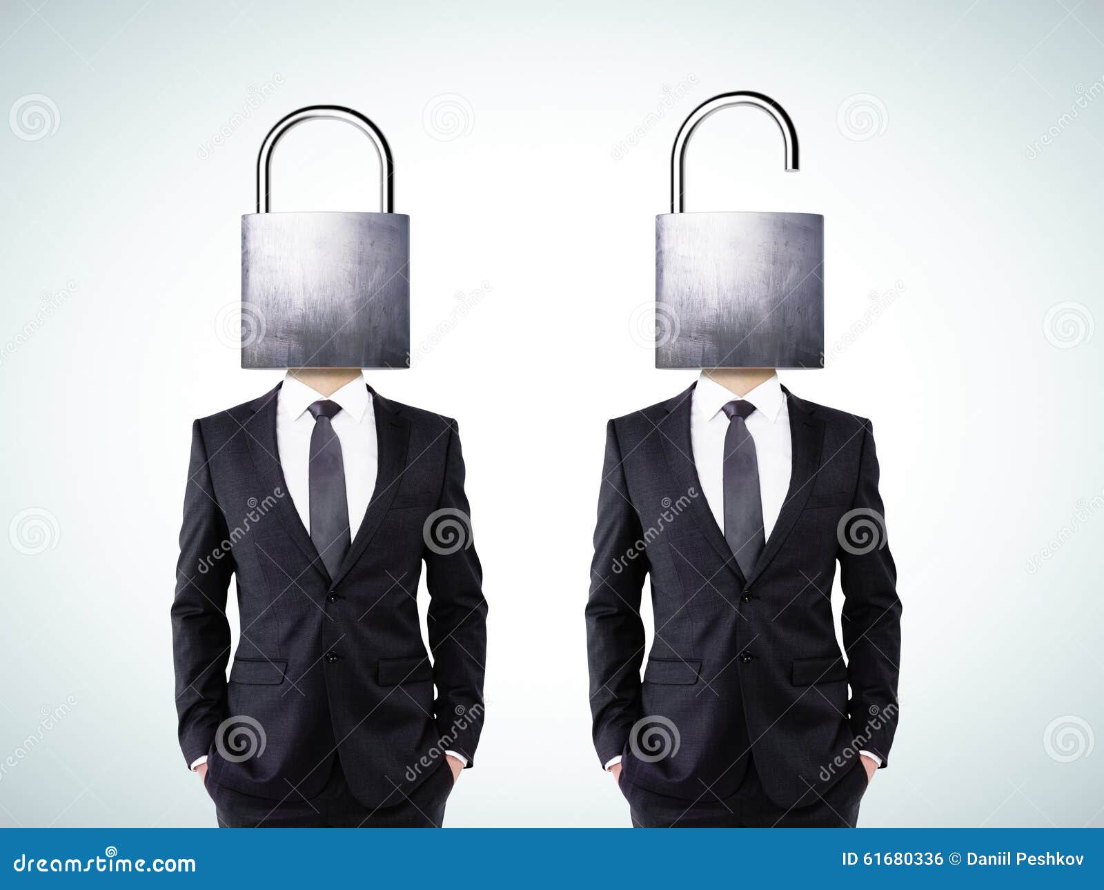 Man with Open and Closed Head Lock Stock Photo - Image of barrier, head ...