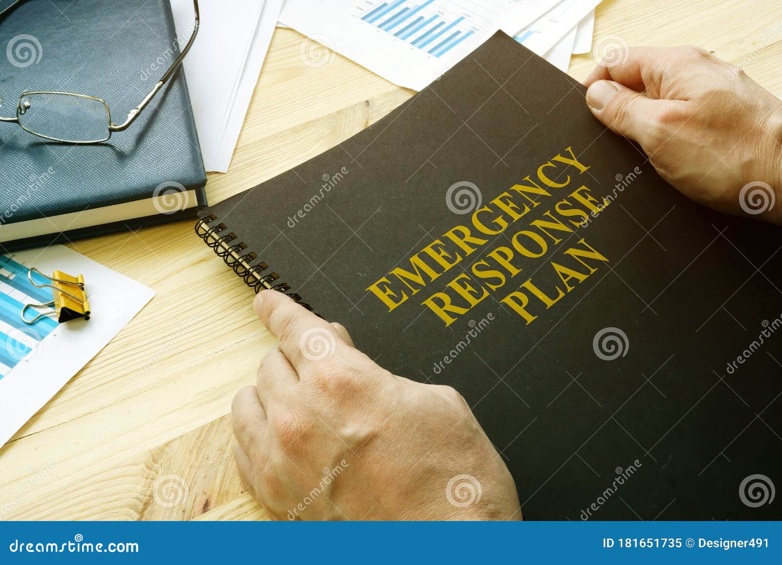 Man Opens Disaster and Emergency Response Plan for Reading Stock Image ...