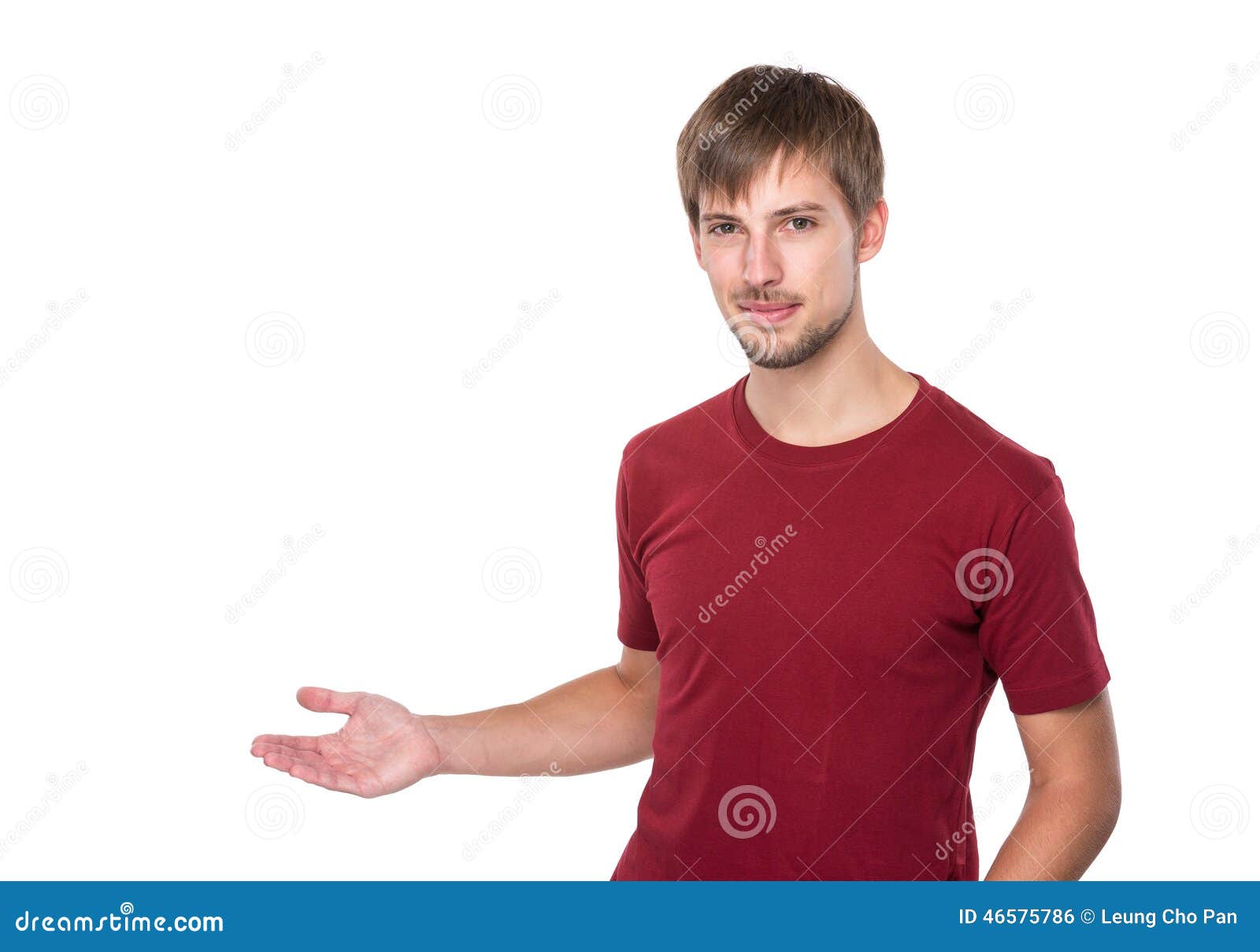 Man with open hand palm stock photo. Image of introduce - 46575786