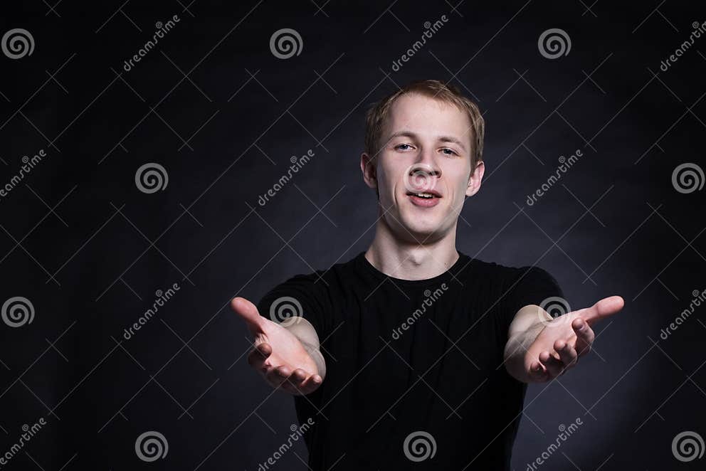 Man with an Open Hand Ready for Hugging Stock Image - Image of open ...