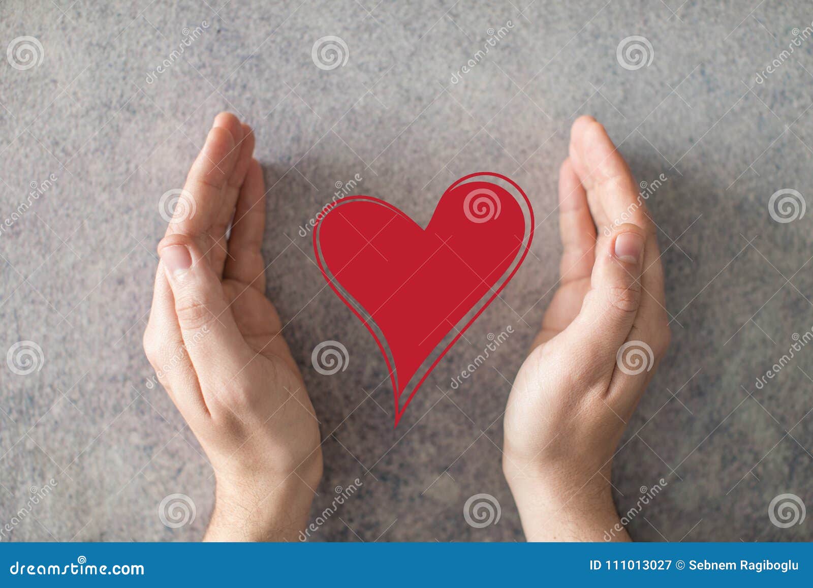 Man Open Hands and Protecting Heart Stock Image - Image of protection ...