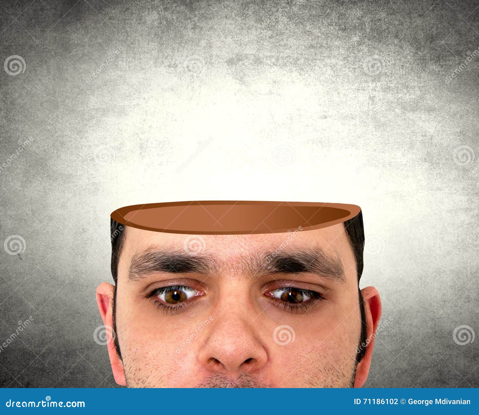 Man with open head stock photo. Image of inside, male - 71186102