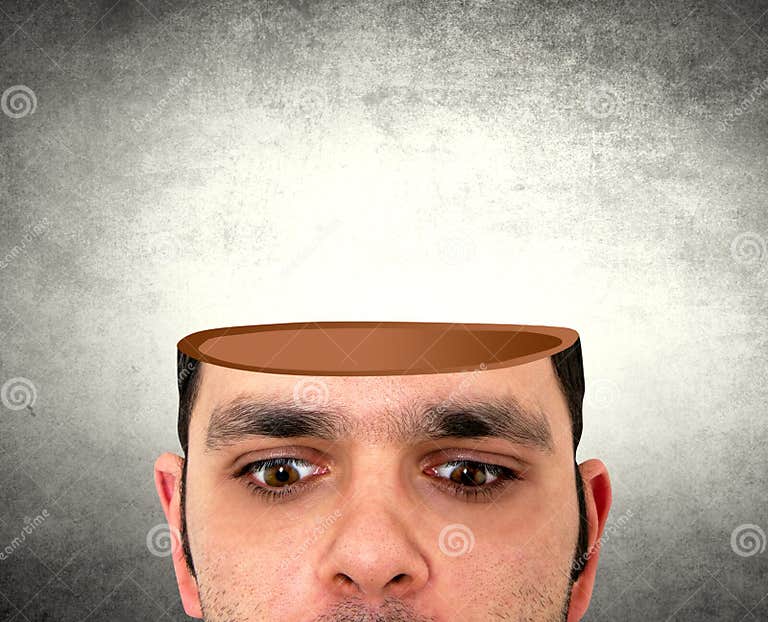 Man with open head stock photo. Image of inside, male - 71186102