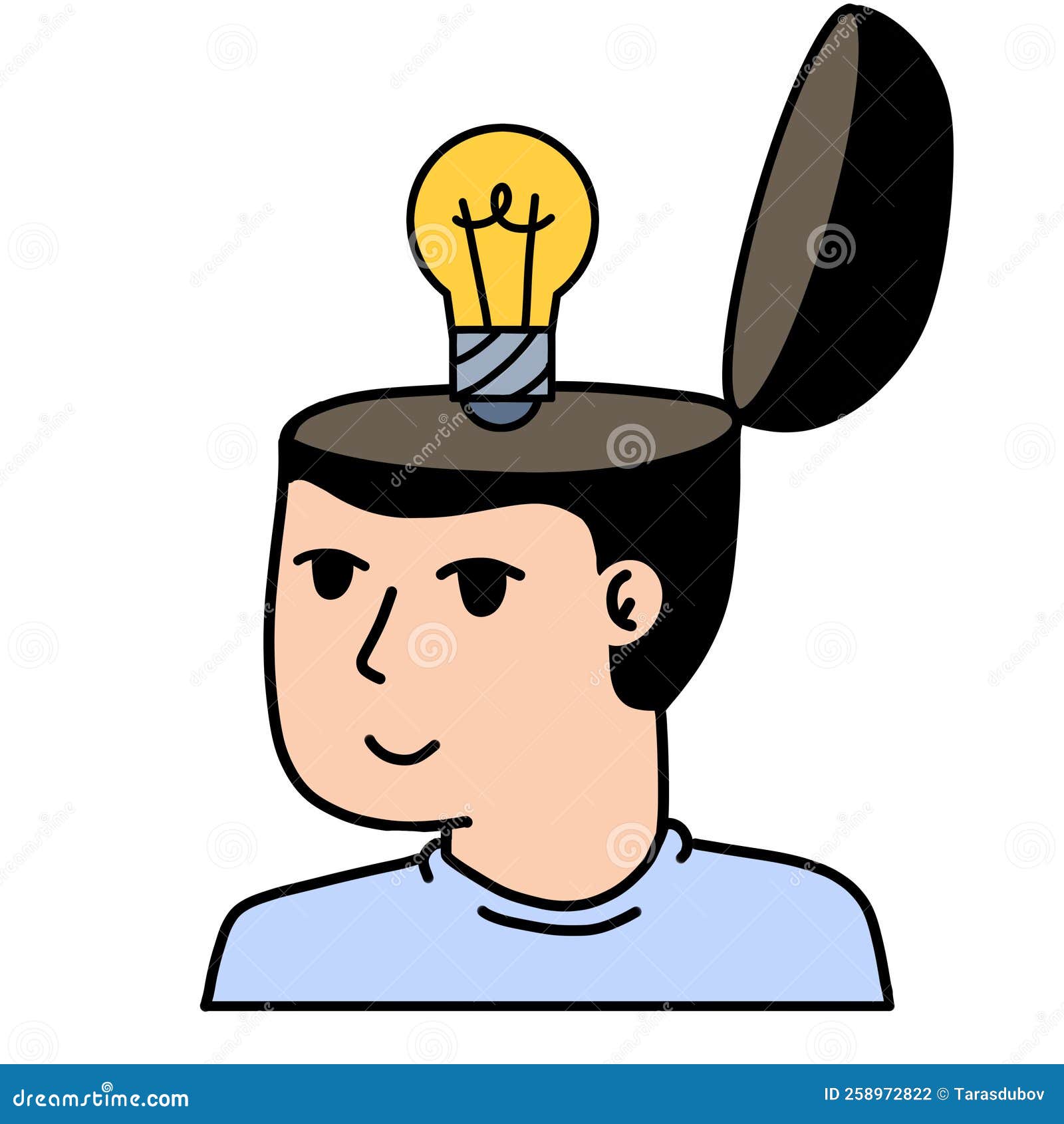Man with Open Mind. Concept of Idea Stock Vector - Illustration of learning, front: 258972822