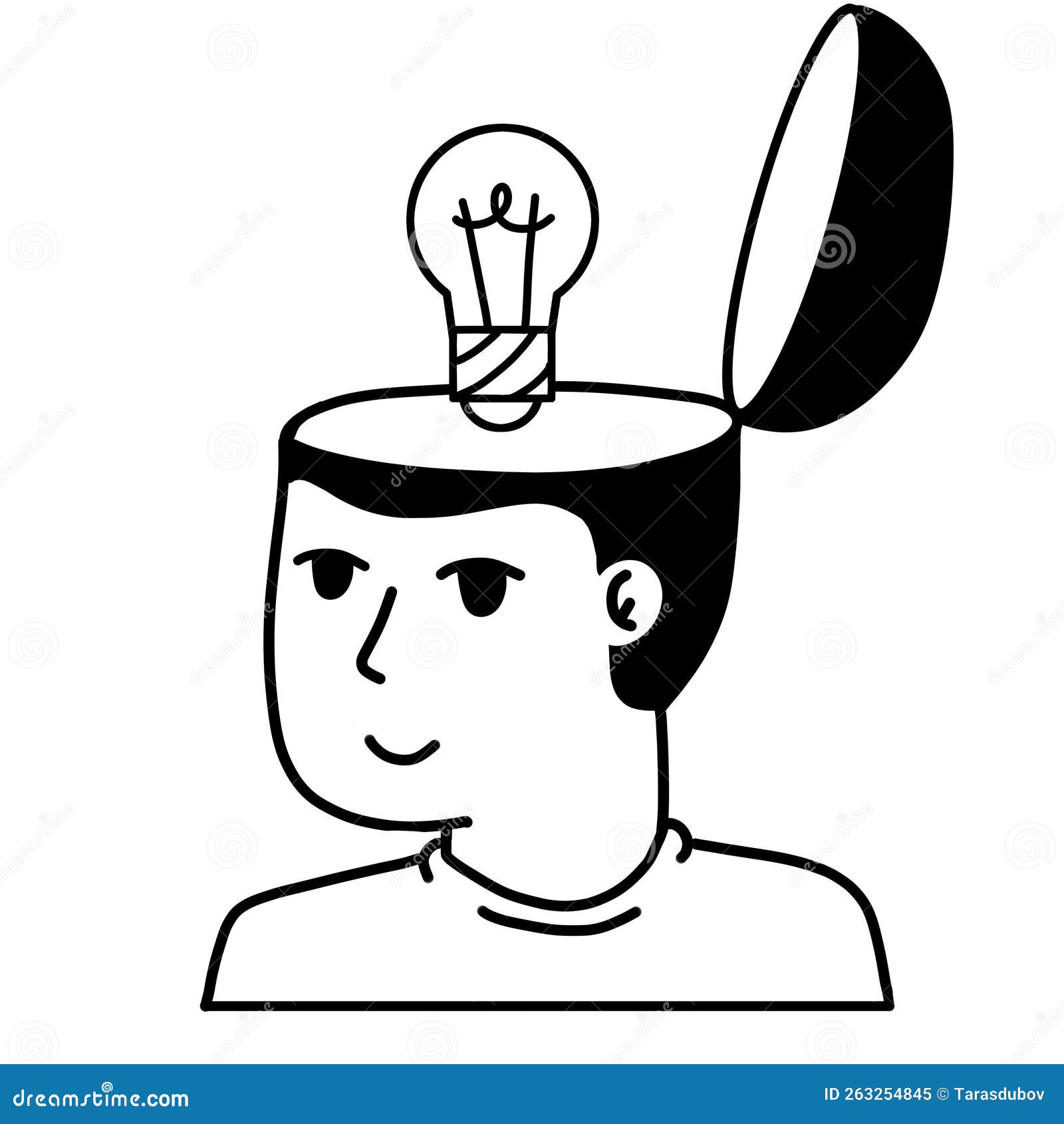 Man with Open Mind. Concept of Idea, Knowledge and Learning Stock ...