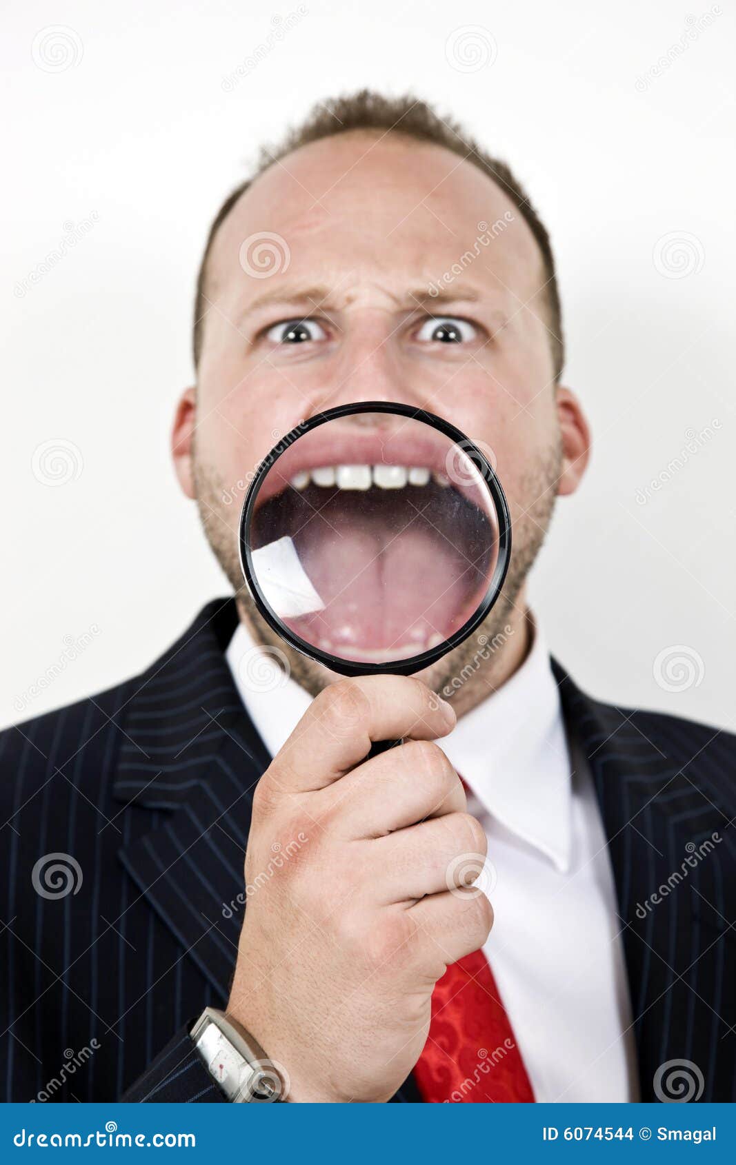 Man with open mouth stock photo. Image of magnifying, zoom - 6074544