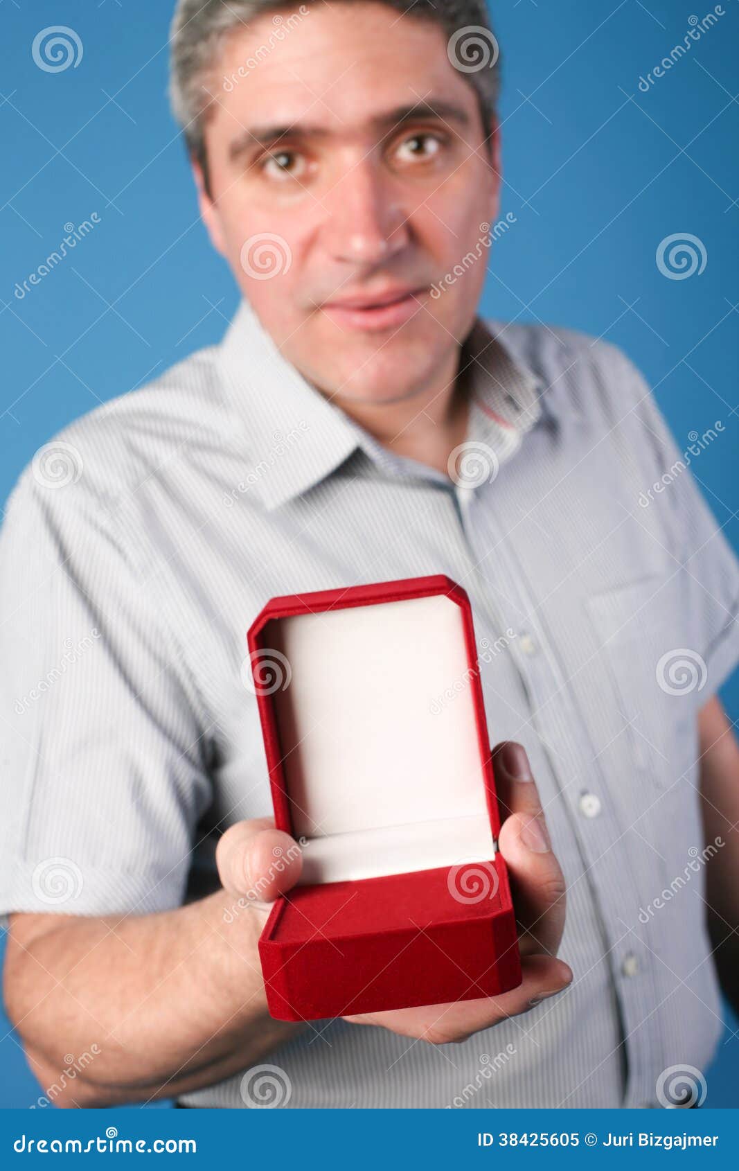 Man with an Open Red Gift Box Stock Image - Image of package, male ...