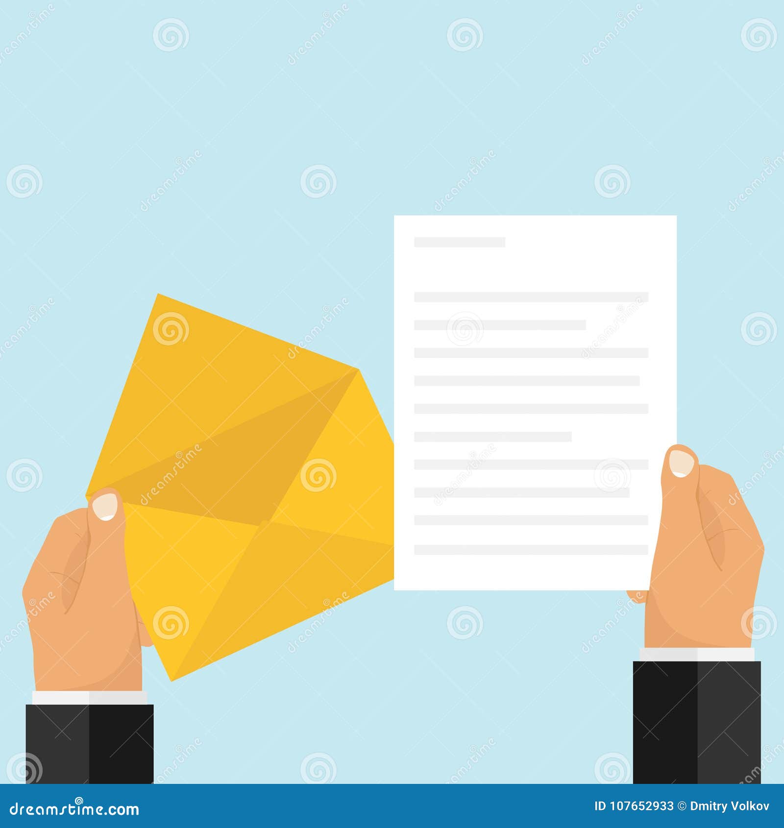 The Man Opened the Envelope and Read the Letter. the Hand Holds an ...