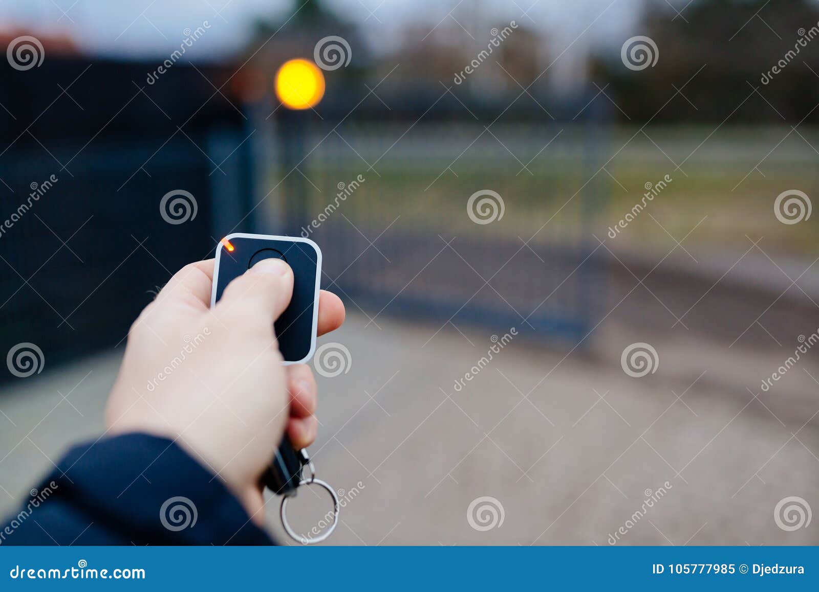 Man Opening Automatic Property Gate Stock Image - Image of control ...