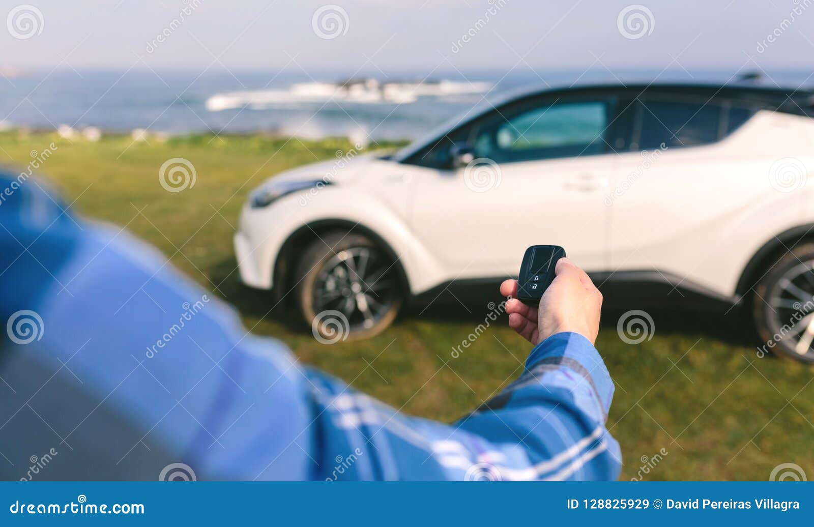 Man Opening the Car Door with Remote Control Stock Image - Image of ...