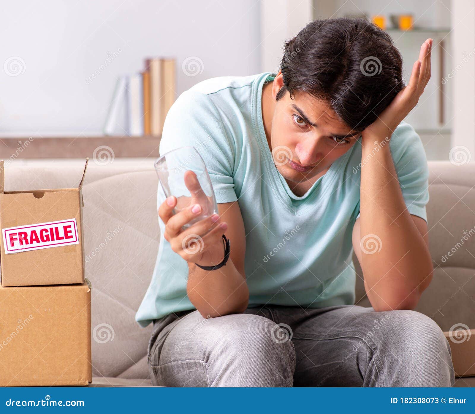 Man Opening Fragile Parcel Ordered from Internet Stock Image - Image of ...