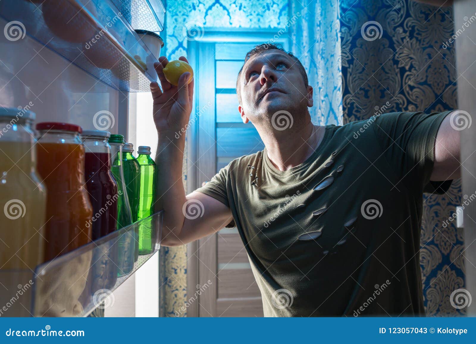 Man Opening Fridge Full of Food Stock Image - Image of front, addiction ...